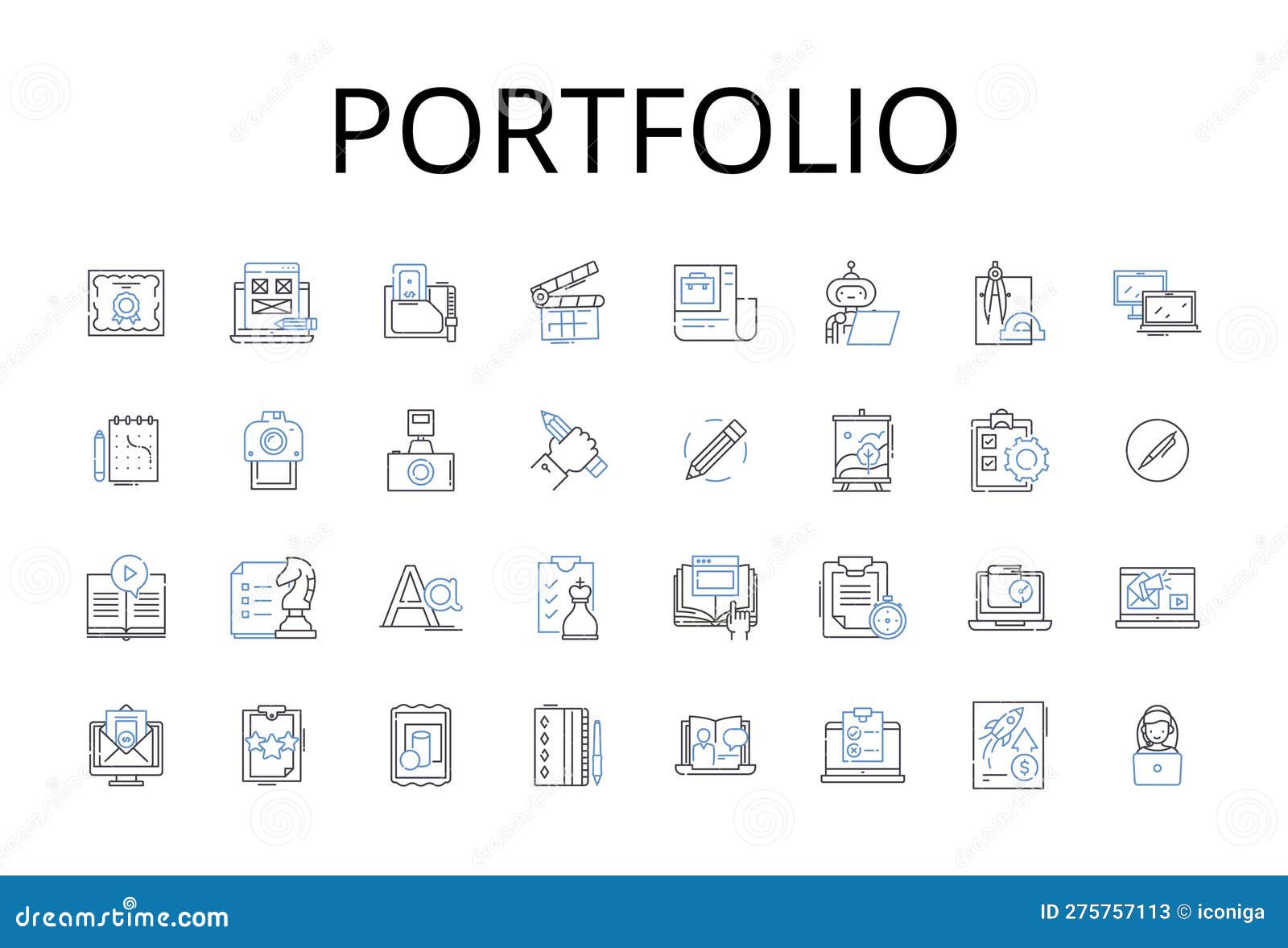 Portfolio Line Icons Collection Collection Compilation Anthology