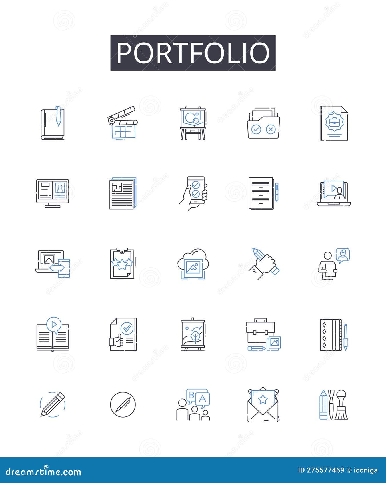 Anthology Line Icons Collection Collection Compilation Assortment