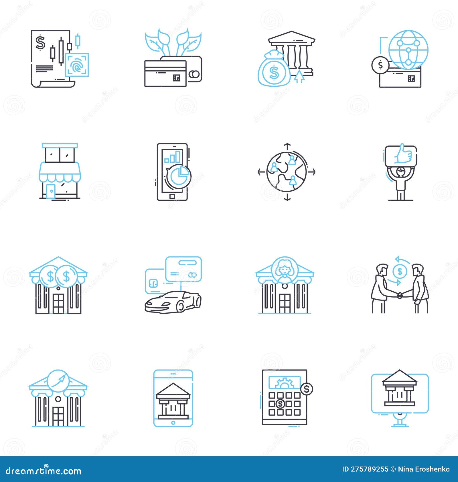 Risk Optimization Linear Icons Set. Strategy, Mitigation, Analysis ...