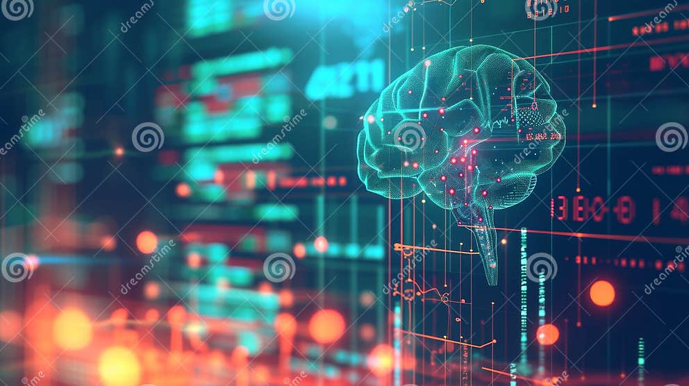 Digital Brain Interface with Data Visualization Stock Photo - Image of ...