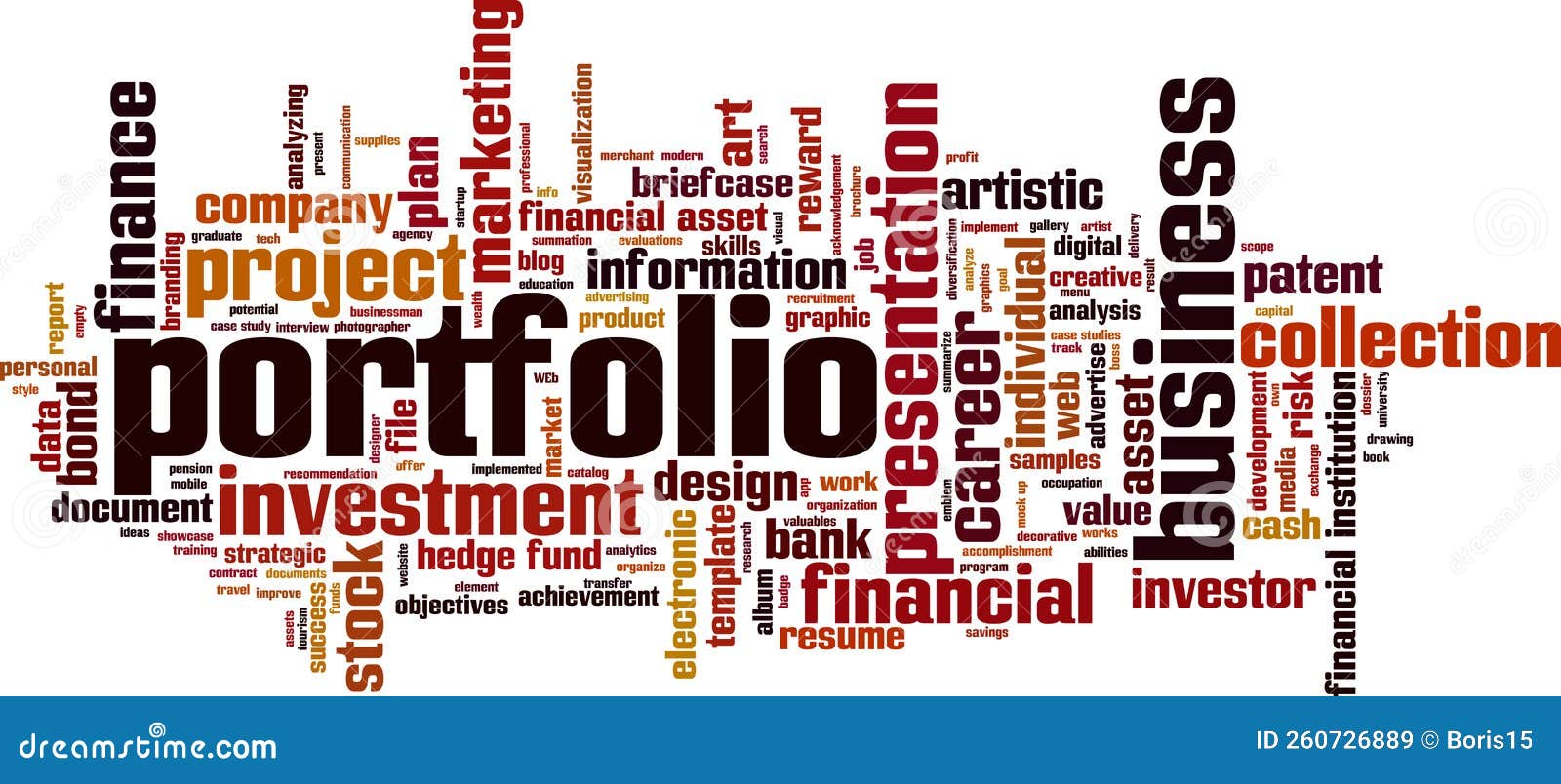 Portfolio word cloud stock vector. Illustration of case - 260726889