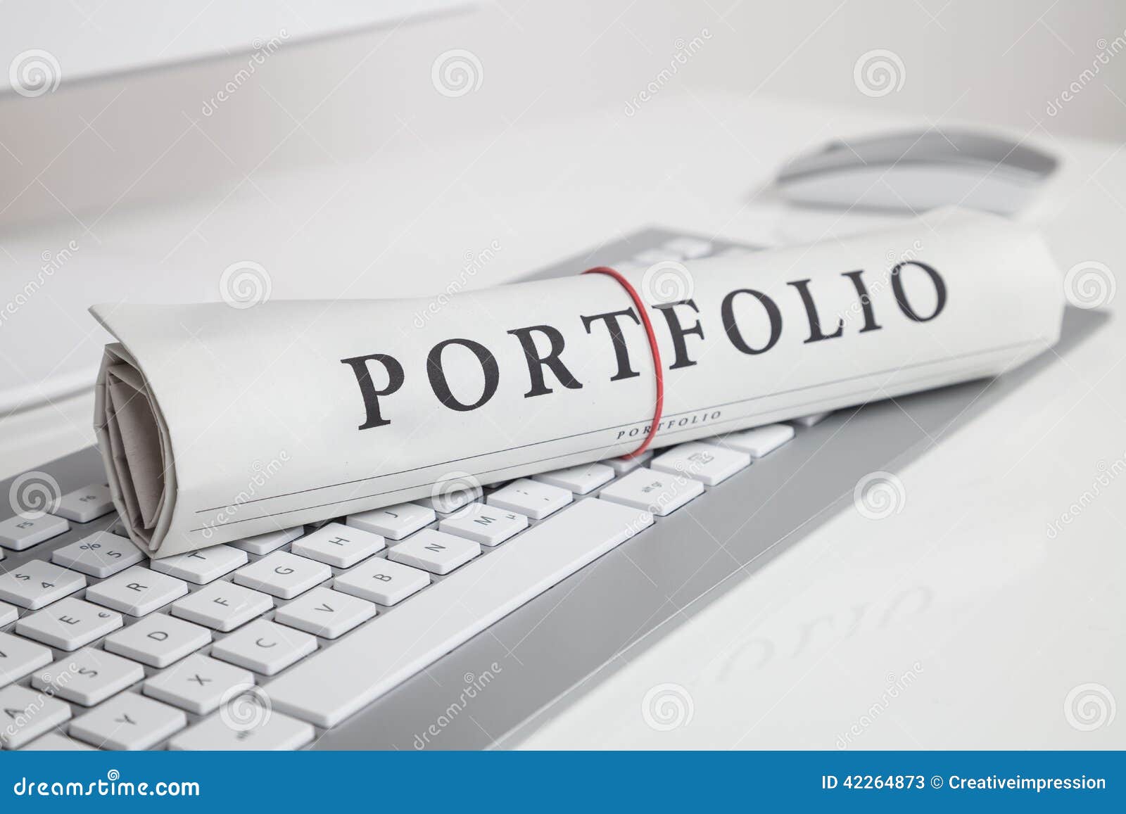 Portfolio Written on Newspaper Stock Image - Image of table, case: 42264873