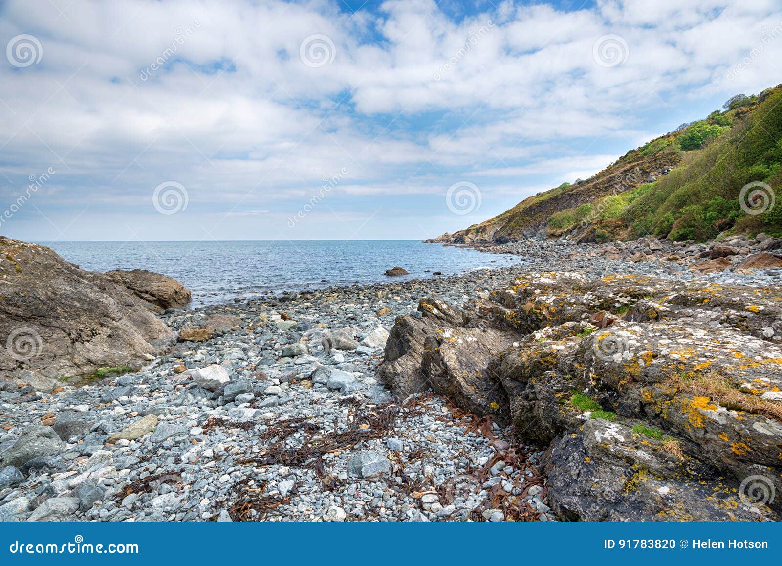 Porthallow Beach in Cornwall Stock Photo - Image of rocky, cloudy: 91783820