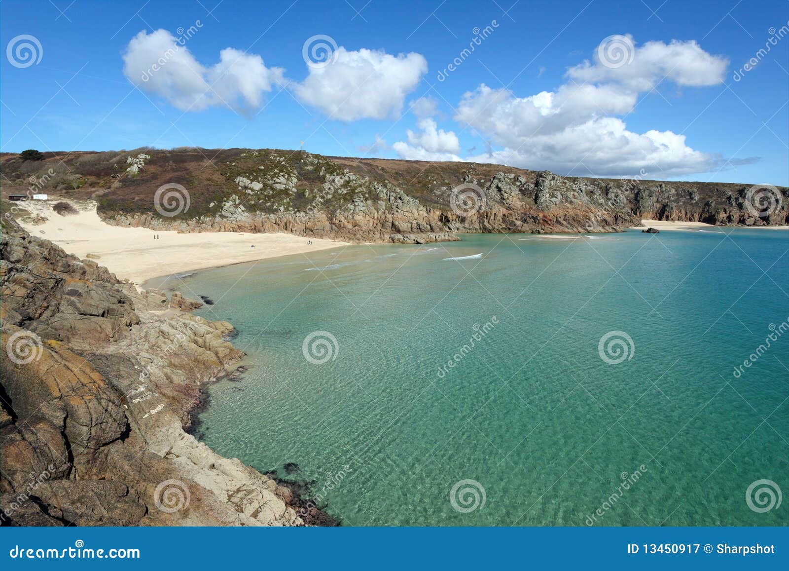 Porthcurno Beach and Turquoise Sea. Stock Image - Image of sand, cove ...