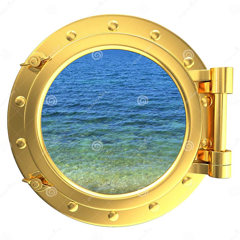 Porthole with a View of Water Stock Illustration - Illustration of ...