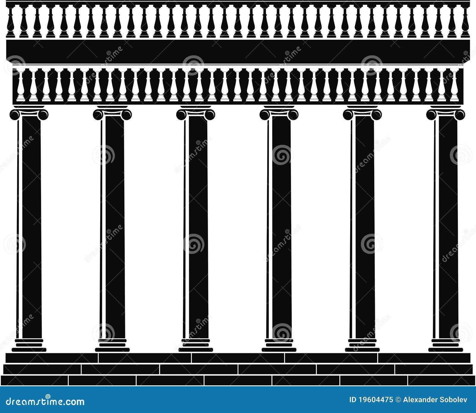 Portico (Colonnade) with Balustrade Stock Vector - Illustration of ...