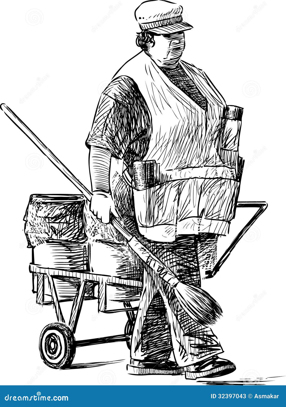 Portier stock afbeelding. Image of schets, vrouw, schoon - 32397043