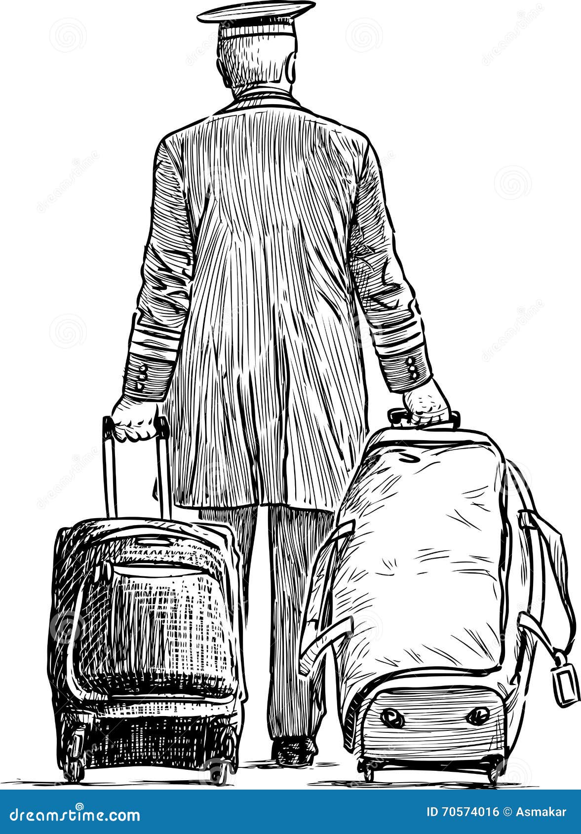 Portier mit den Koffern vektor abbildung. Illustration von skizze ...