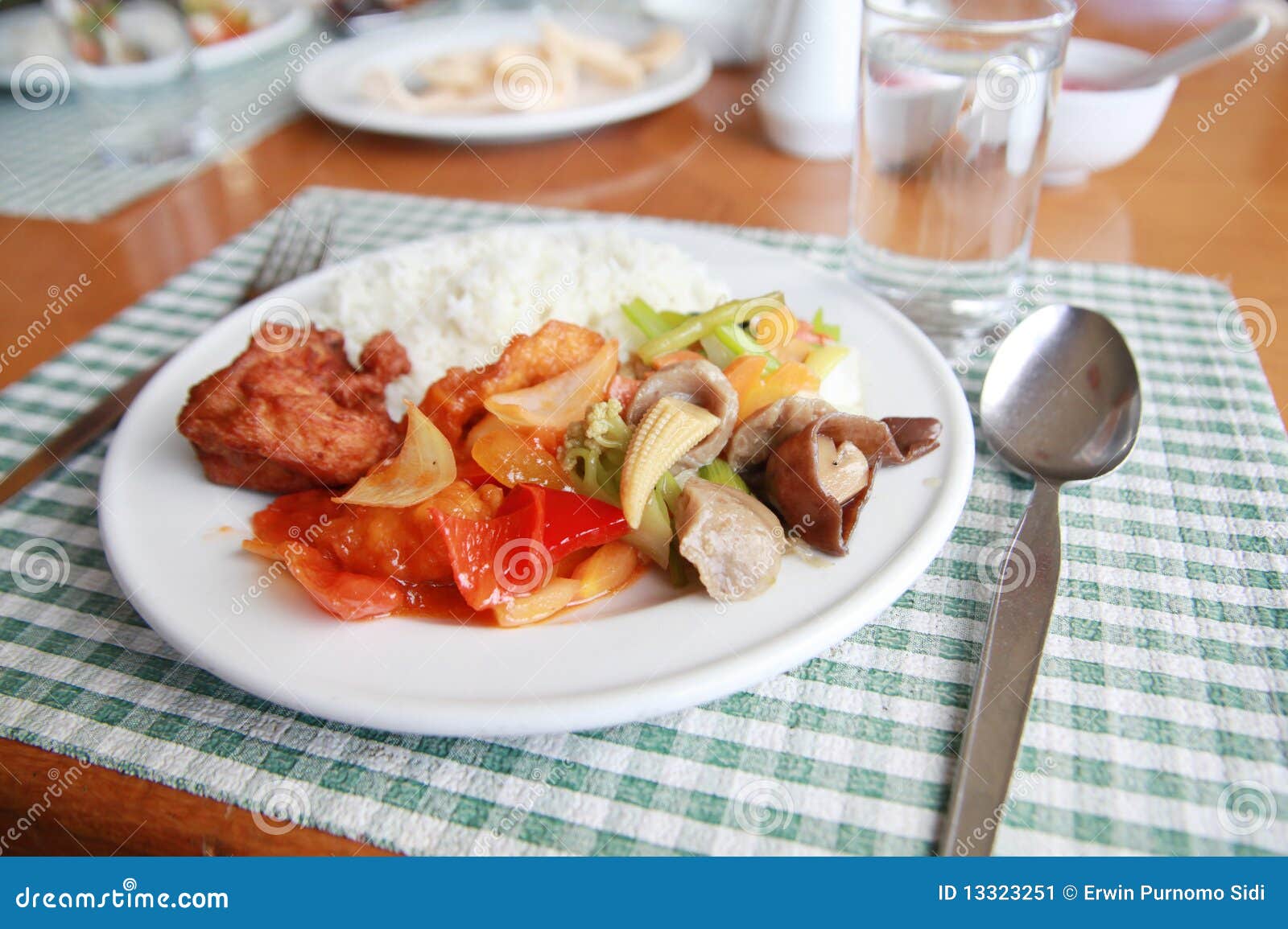 Portion of asian food stock image. Image of fork, rice - 13323251