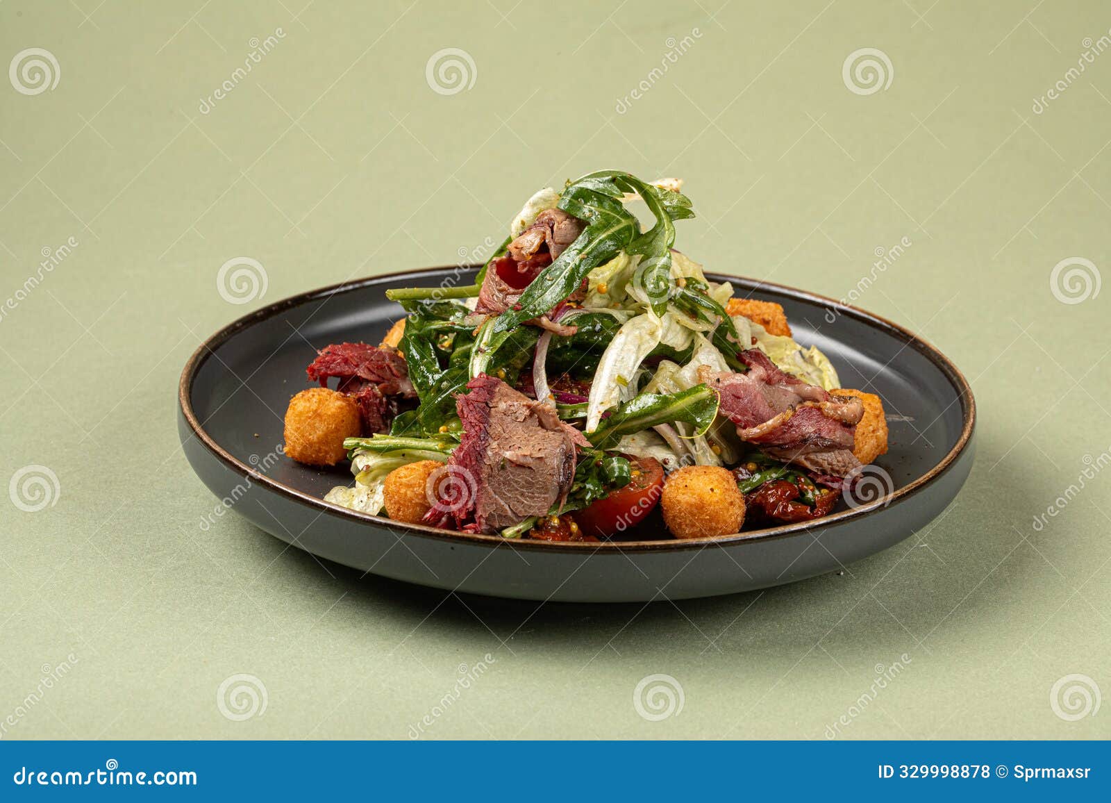 Portion of Beef Brisket Salad with Cheese Stock Photo - Image of food ...