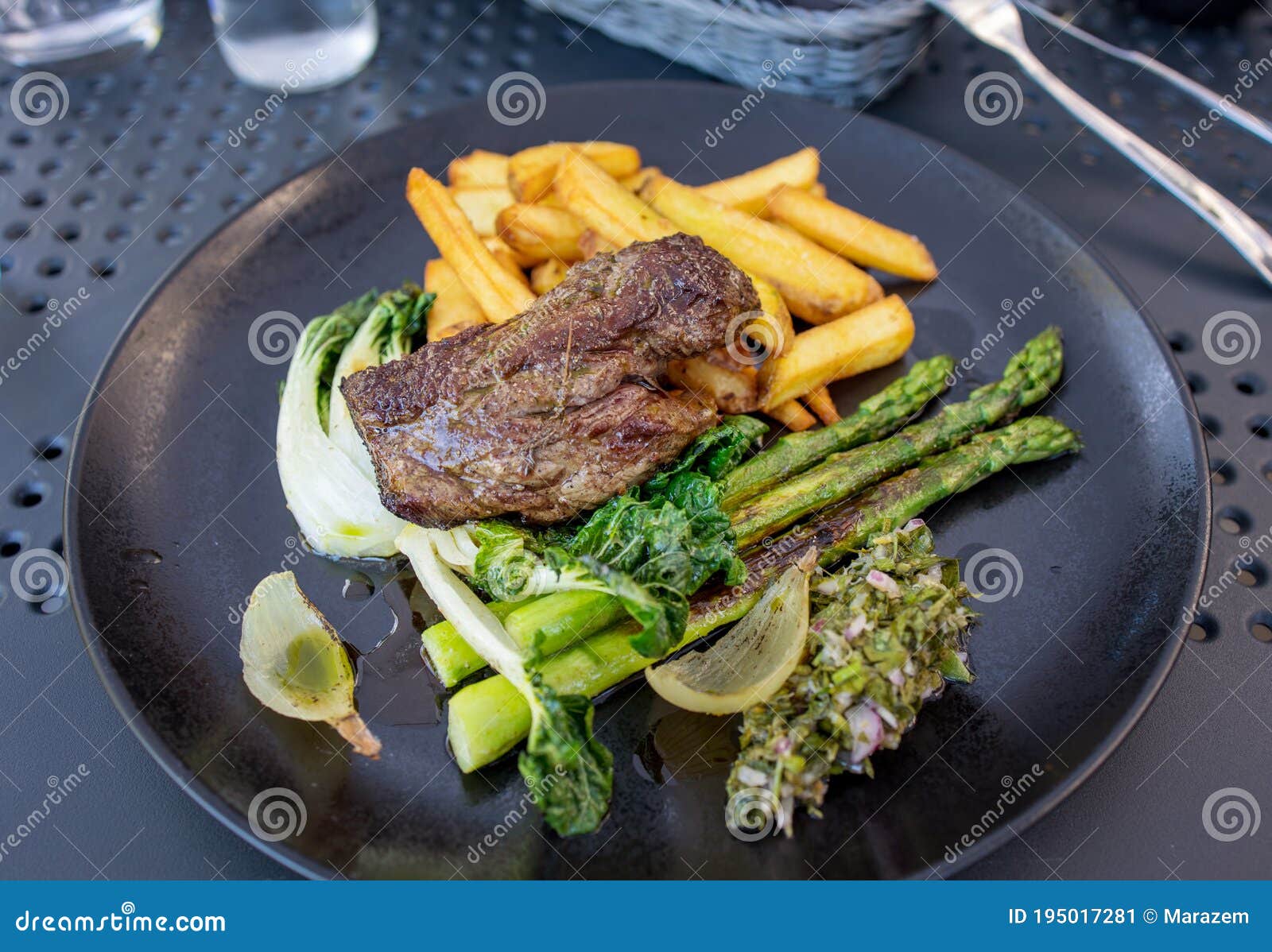 Portion of Beef Fillet Steak with Vegetables Stock Image - Image of ...