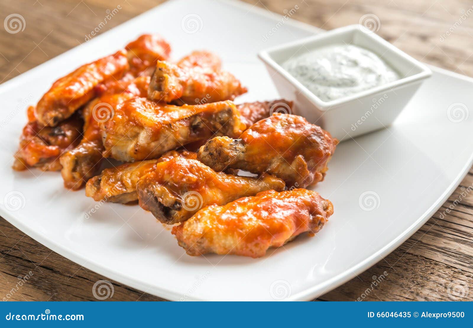 Portion of Buffalo Chicken Wings Stock Image - Image of blue, plate ...