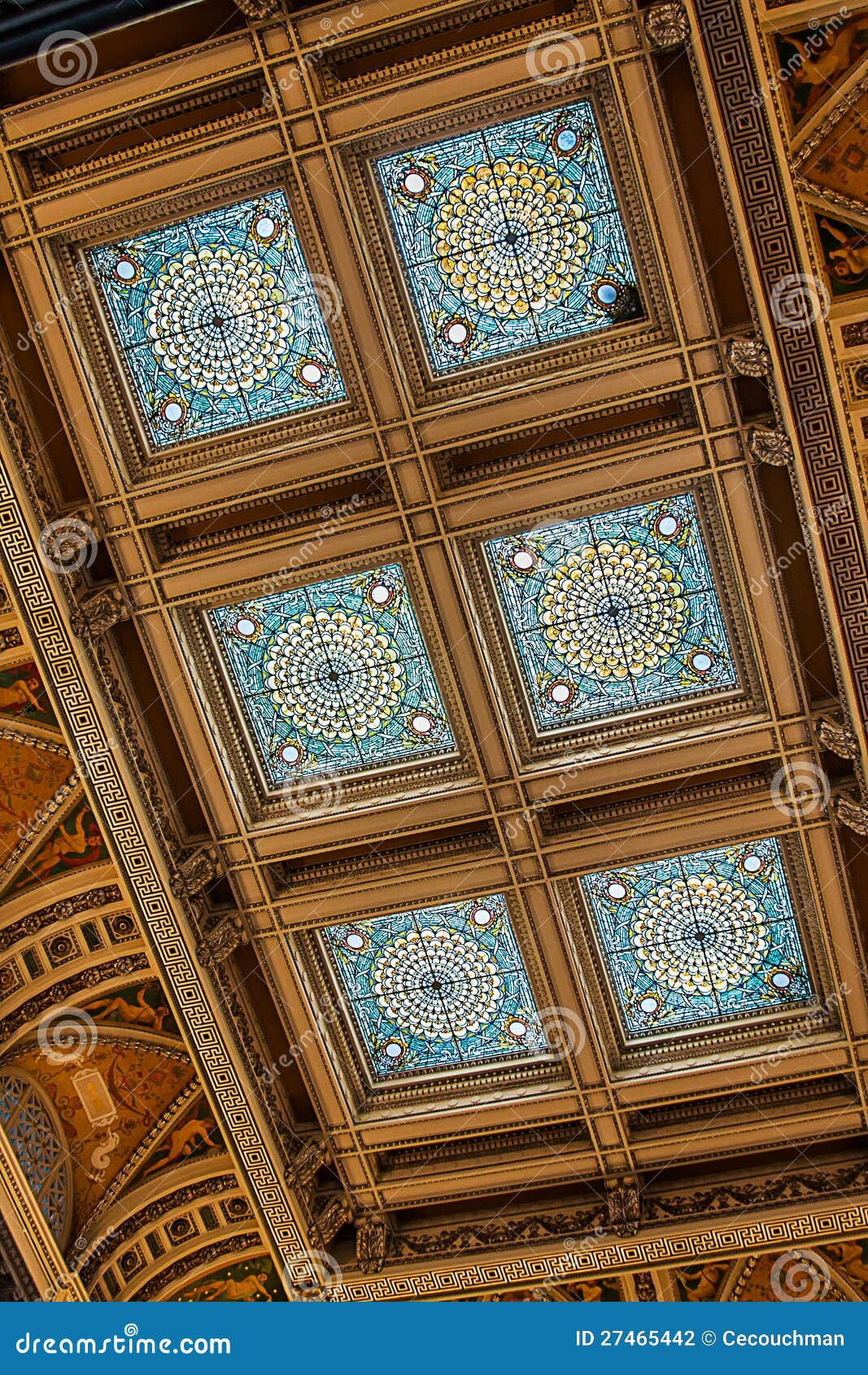 Portion of Ceiling in Library of Congress Stock Photo - Image of yellow ...