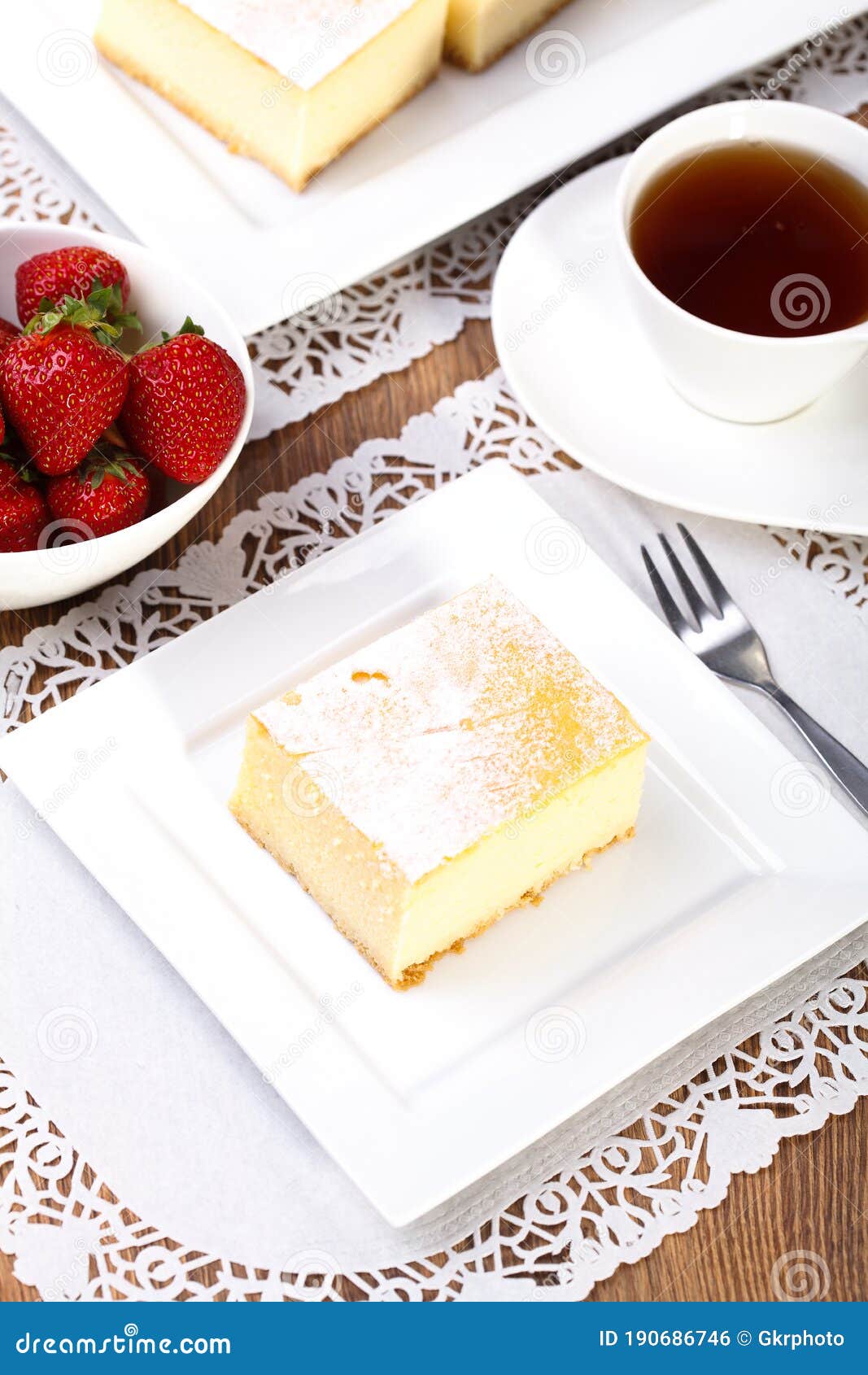 Portion of Cheesecake on Plate Stock Photo - Image of coffee, color ...