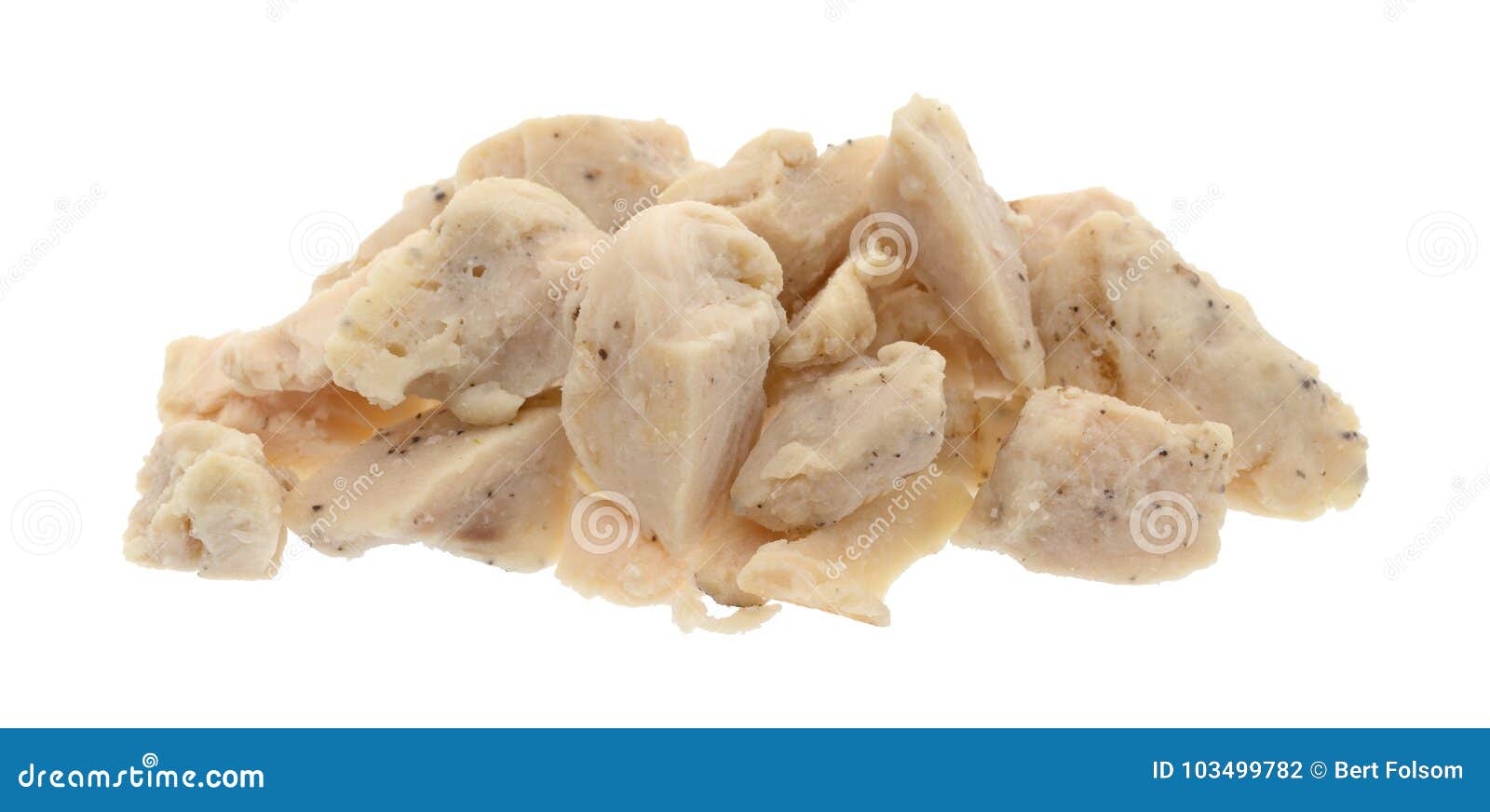 Portion of Chicken Breast Chunks on a White Background Stock Photo ...