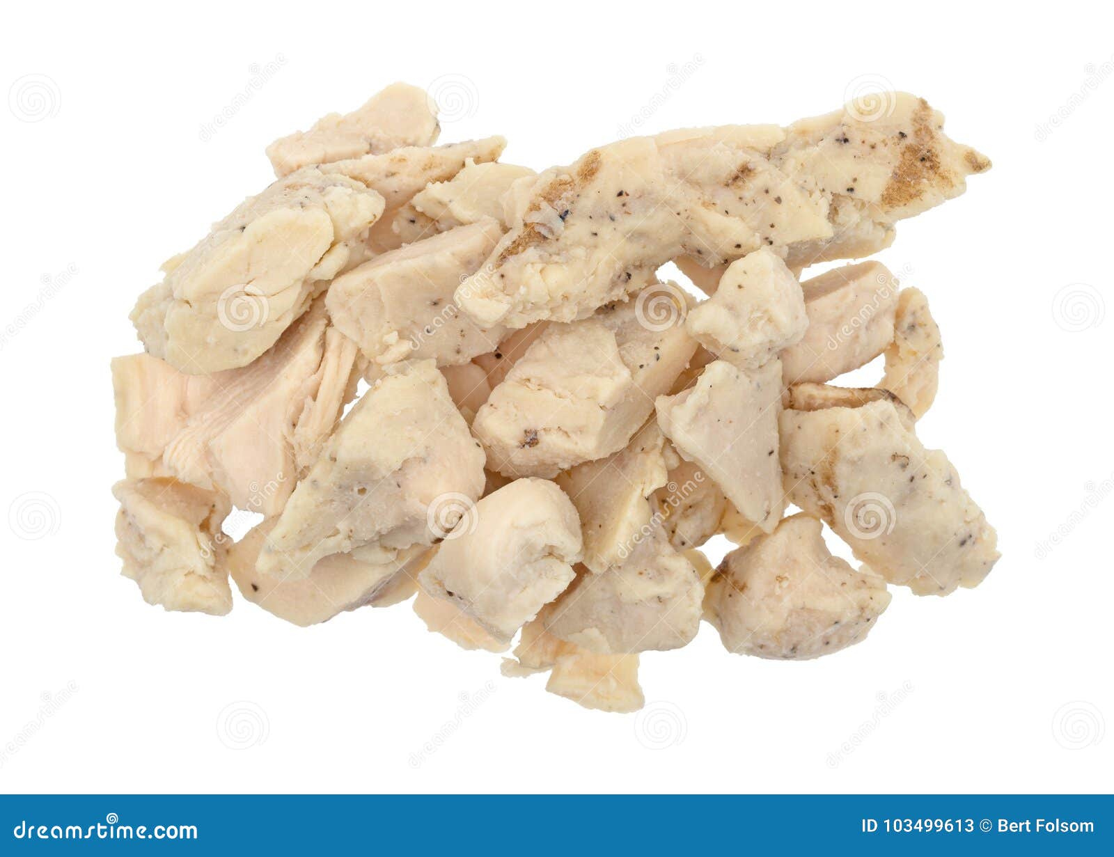 Portion of Chicken Breast Chunks on a White Background Stock Image ...