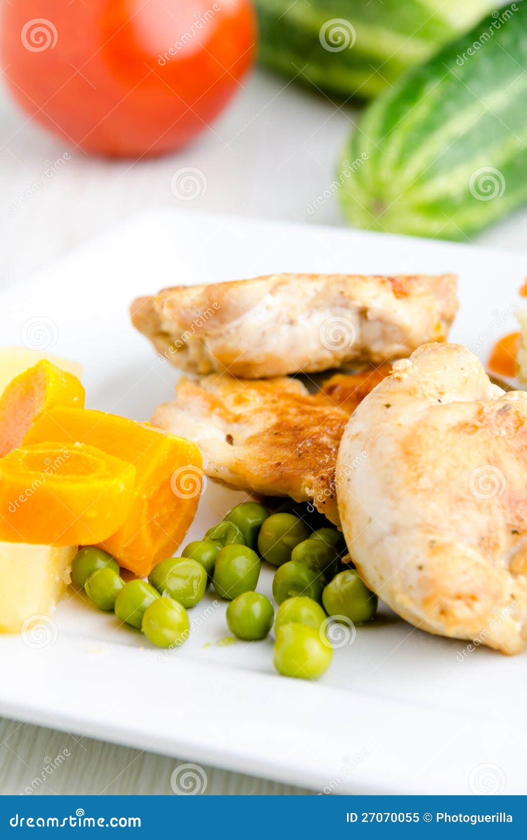 Portion of Chicken White Meat and Vegetables Stock Image - Image of ...