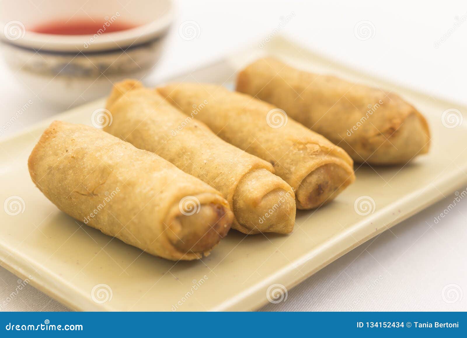Close of Portion of Chinese Rolls Stock Photo - Image of maki, plate ...