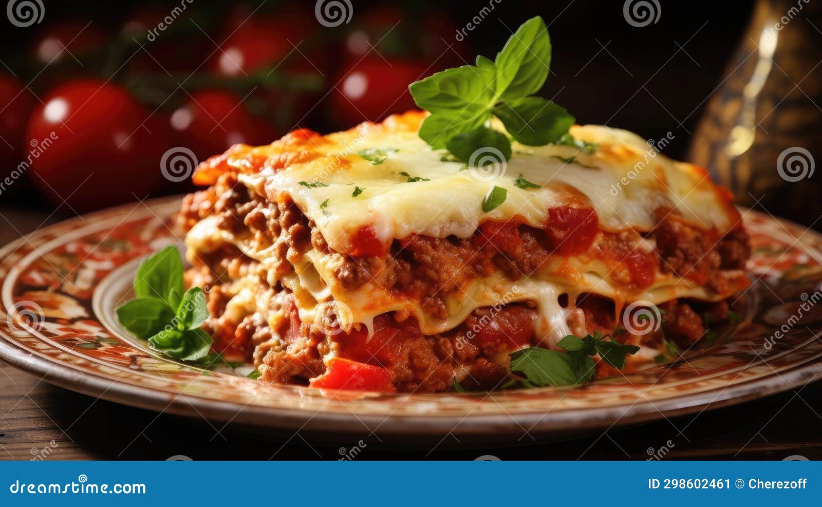 A Portion of Classic Lasagna on a Plate Stock Image - Image of ...