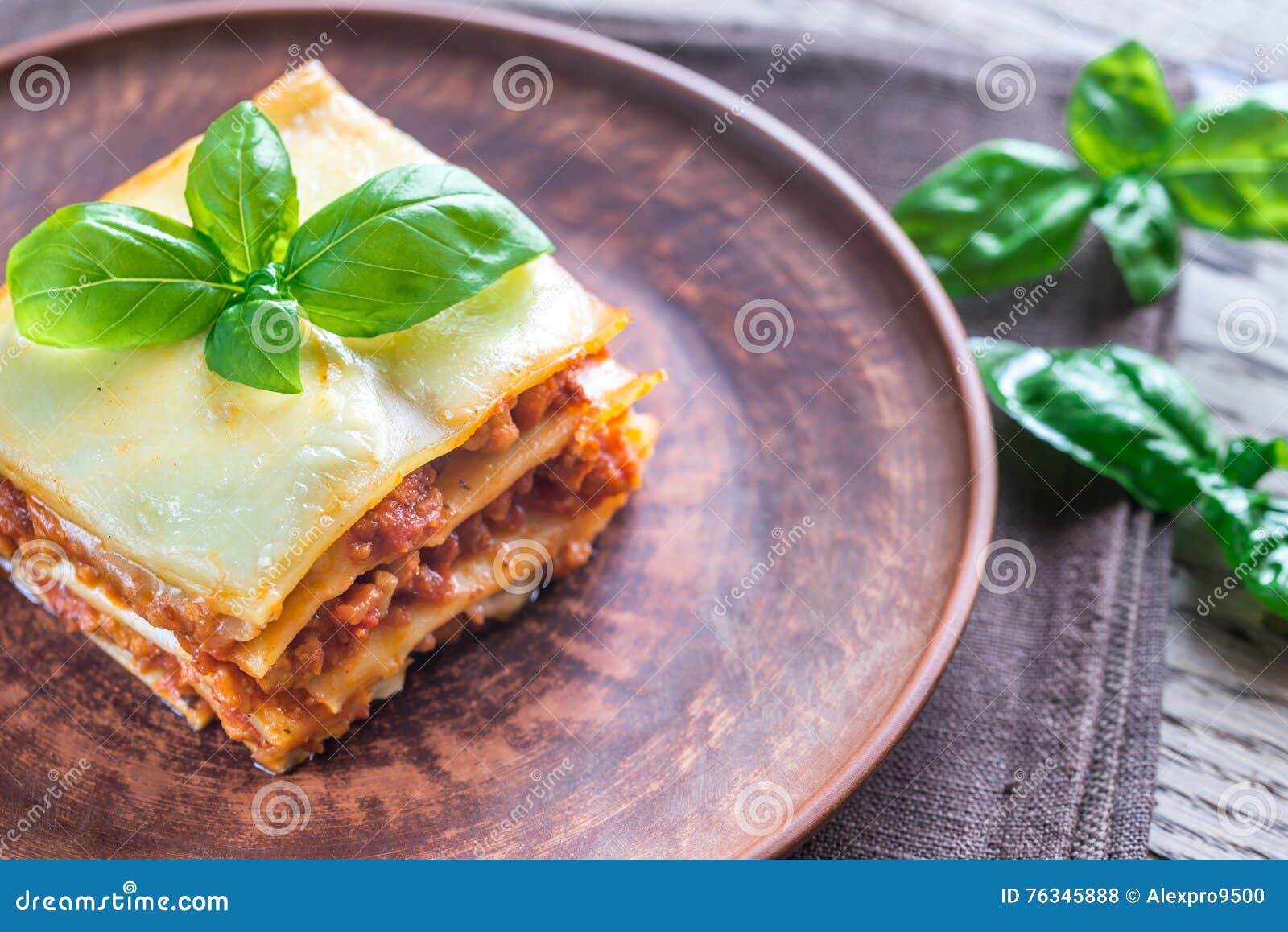 Portion of classic lasagne stock photo. Image of lasagna - 76345888