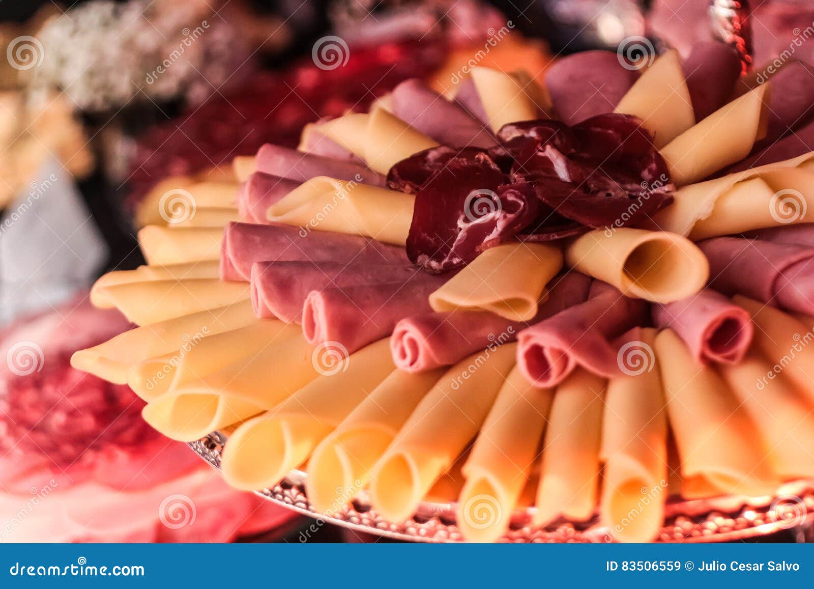 Portion of Cold Cuts with Ham and Cheese Stock Image - Image of serving ...
