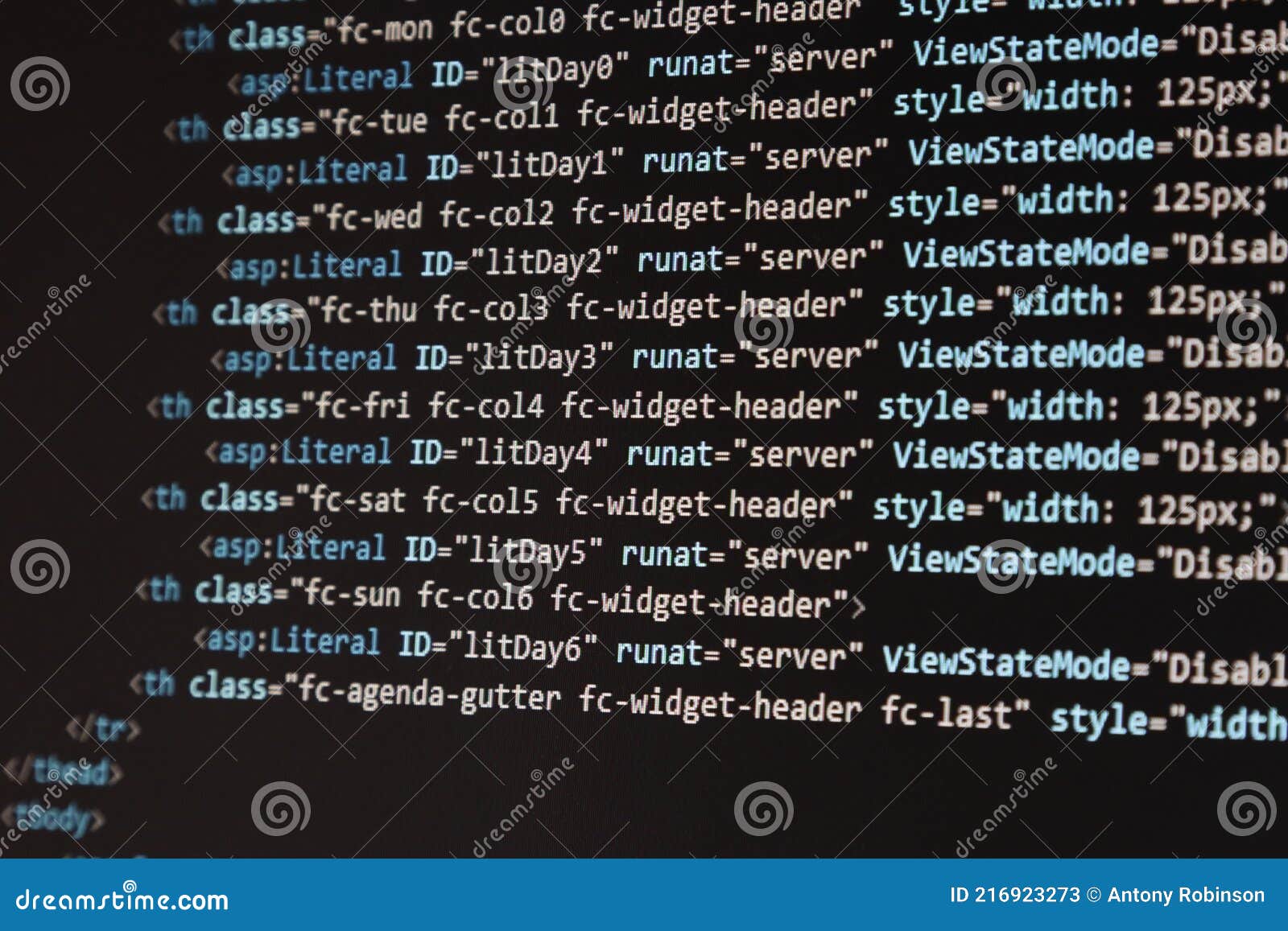 Portion of Computer Website Code Stock Image - Image of application ...