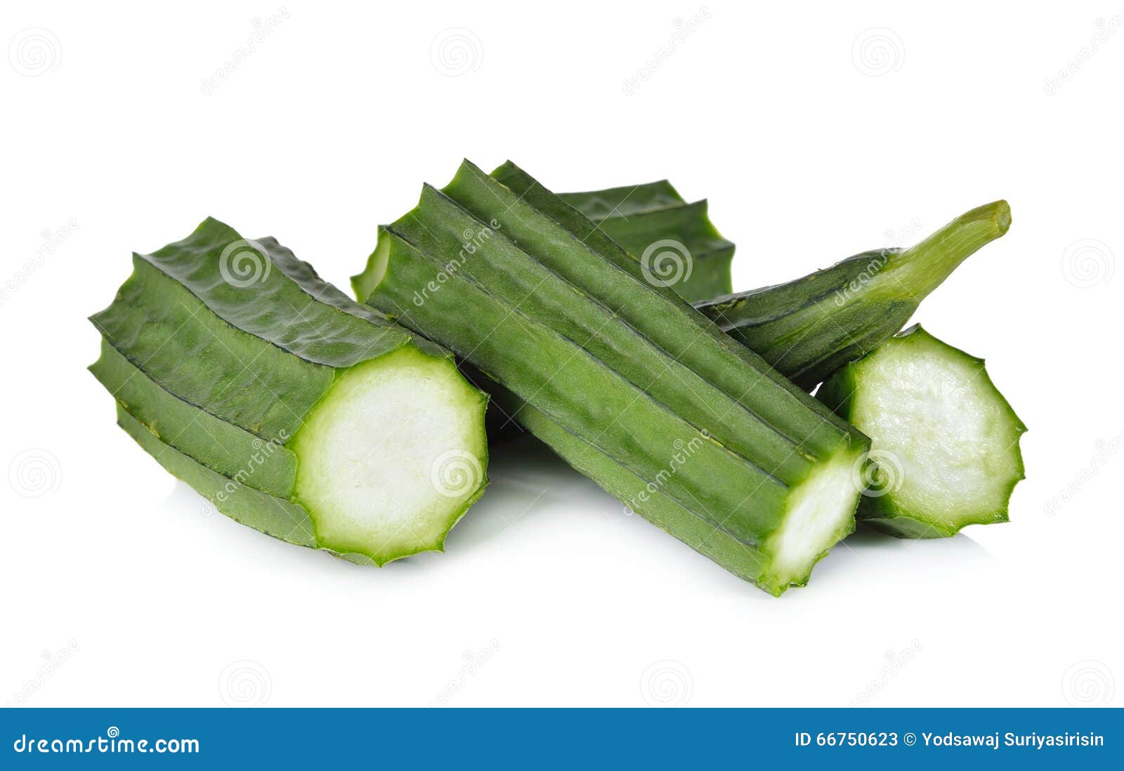 Portion Cut Fresh Angled Luffa on White Stock Image - Image of healthy ...