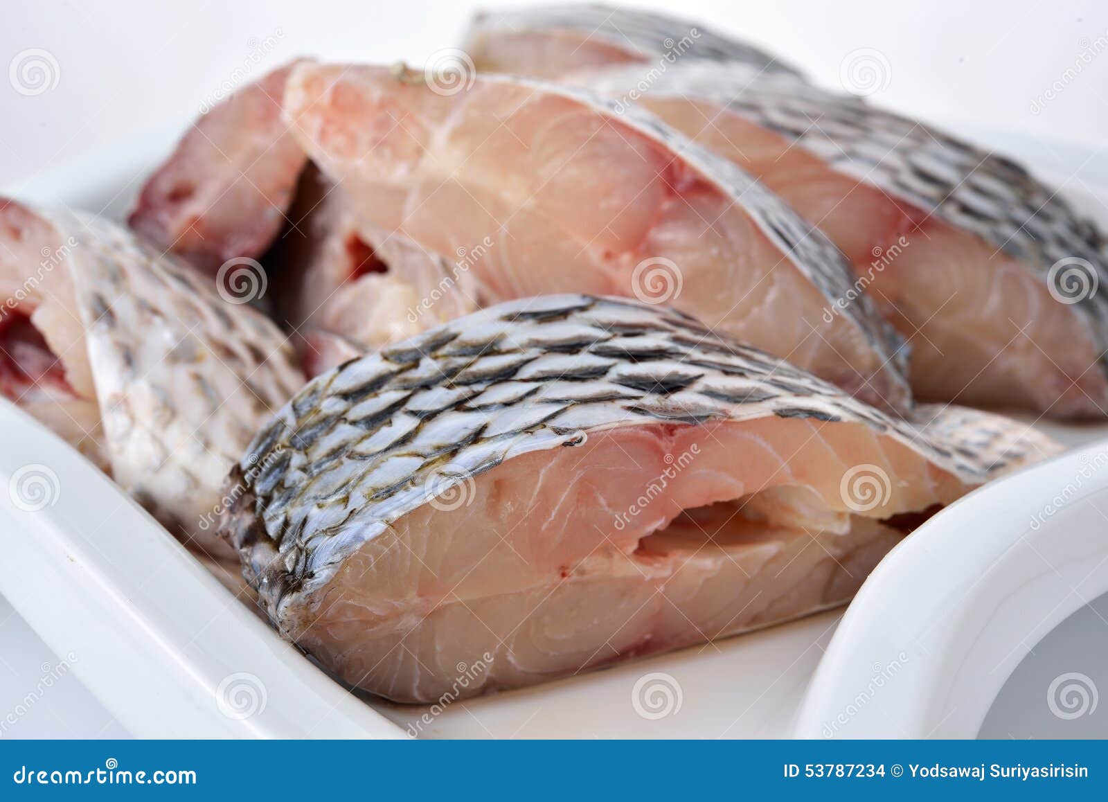 Portion Cut of Fresh Tilapia Fish Stock Photo - Image of group, tilapia ...