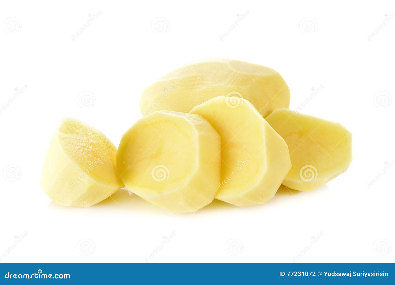 Portion Cut Peeled Potato on White Background Stock Photo - Image of ...