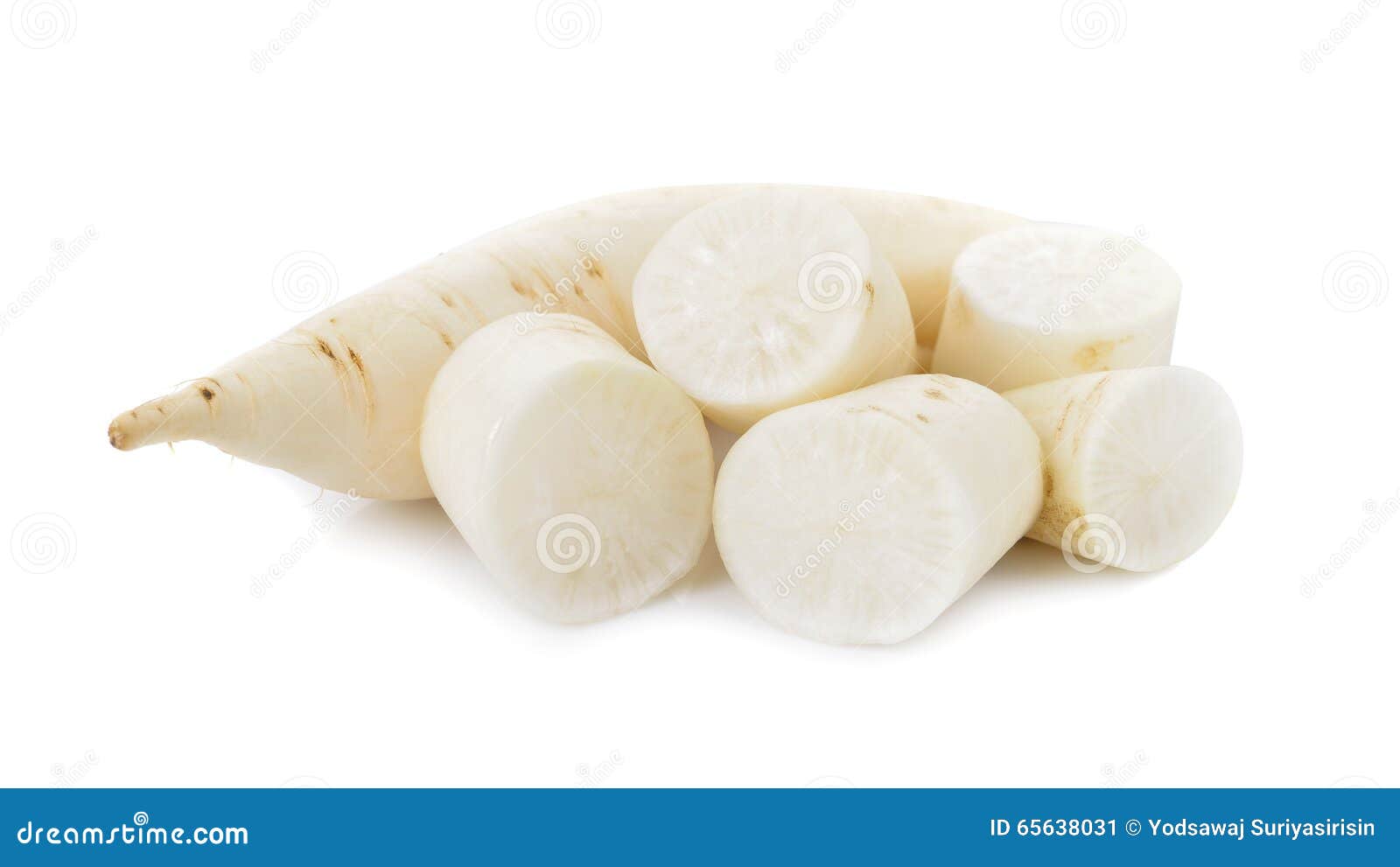 Portion Cut of White Radish on White Stock Image - Image of ingredient ...