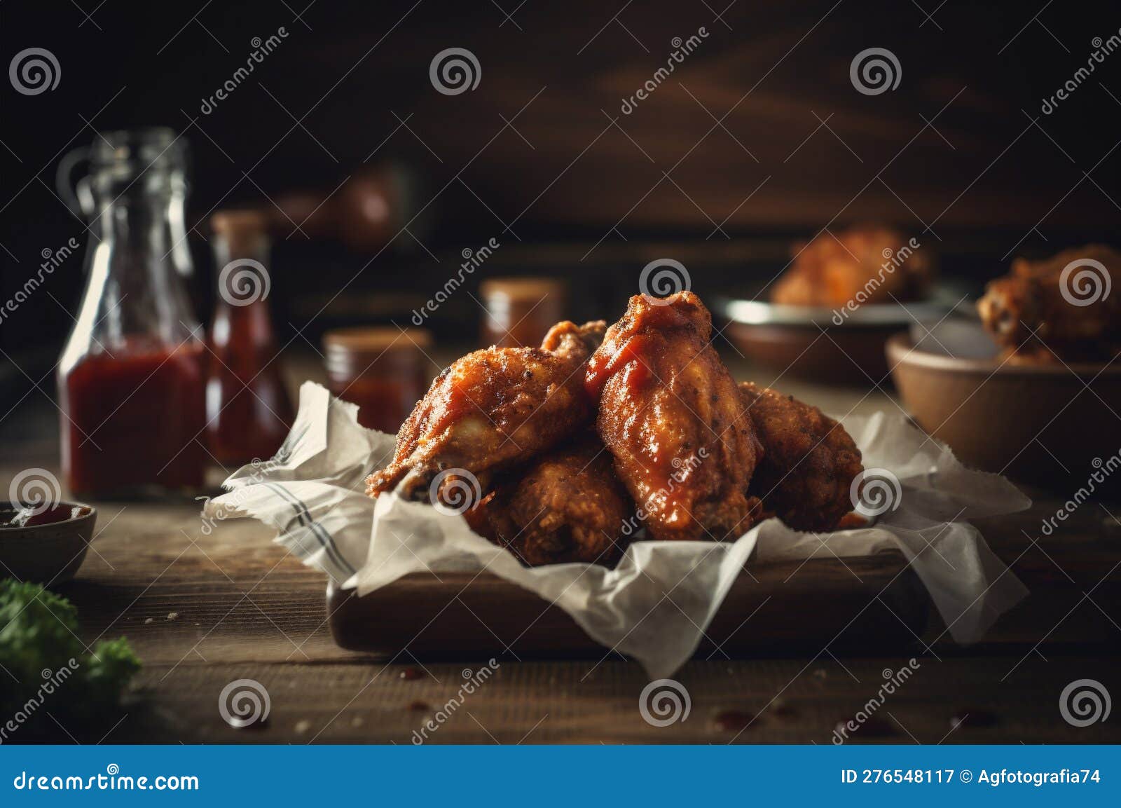 Portion of Delicious Crispy Breaded Fried Chicken on Rustic Wooden ...