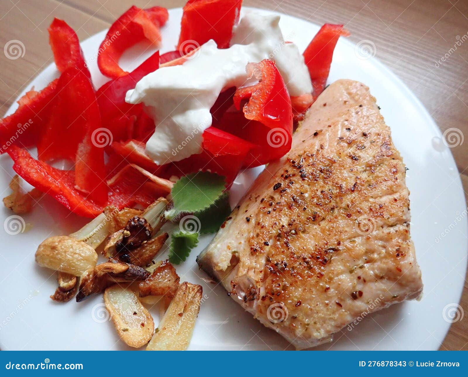 Portion of a Fied Salmon Meat Stock Image - Image of grill, timber ...