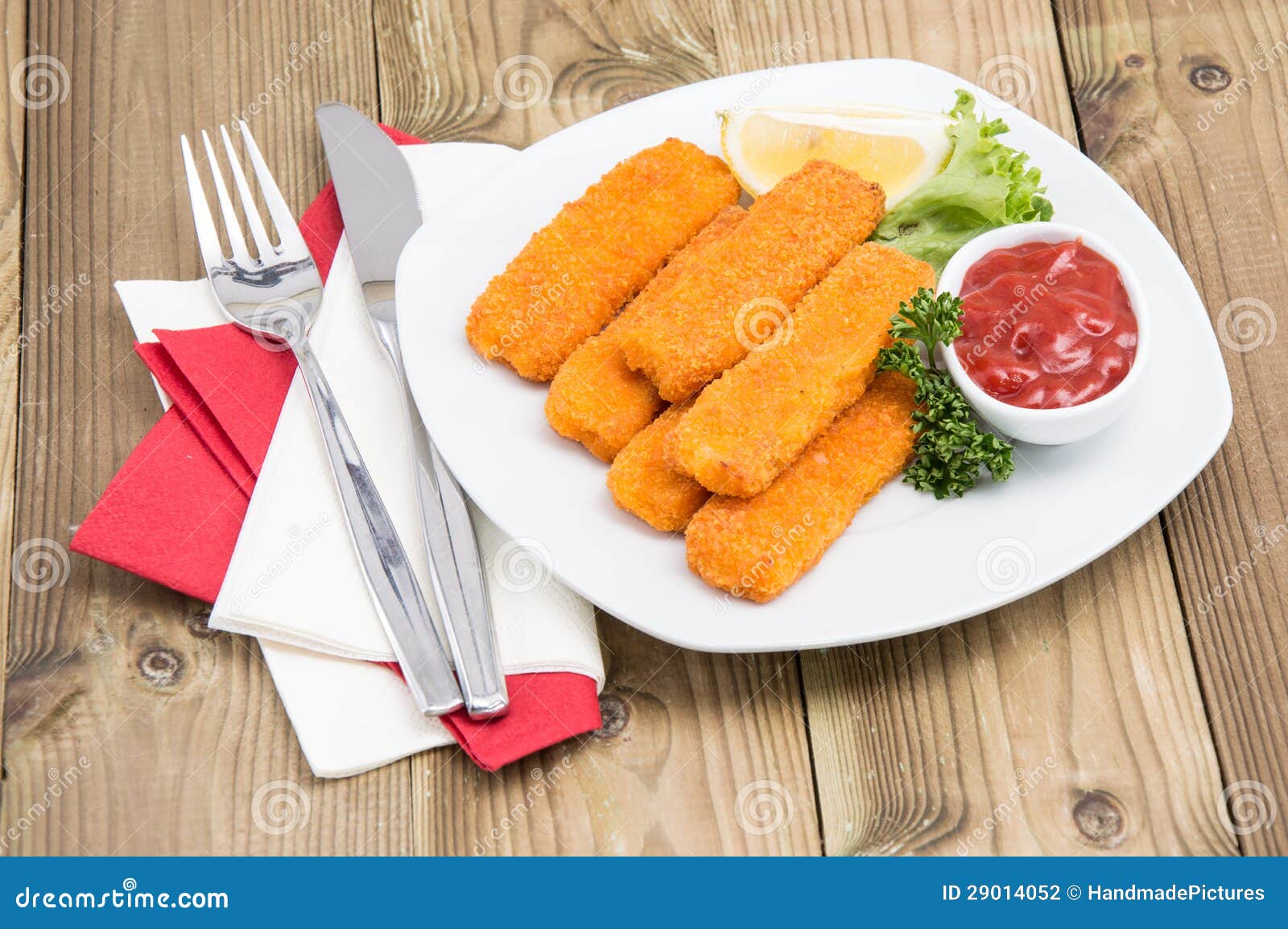Portion of Fish Fingers on a Plate Stock Photo - Image of lunch, pile ...