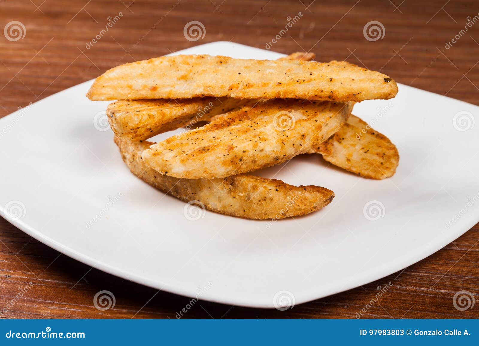 Portion of French Fries on a White Plate Stock Image - Image of plate ...