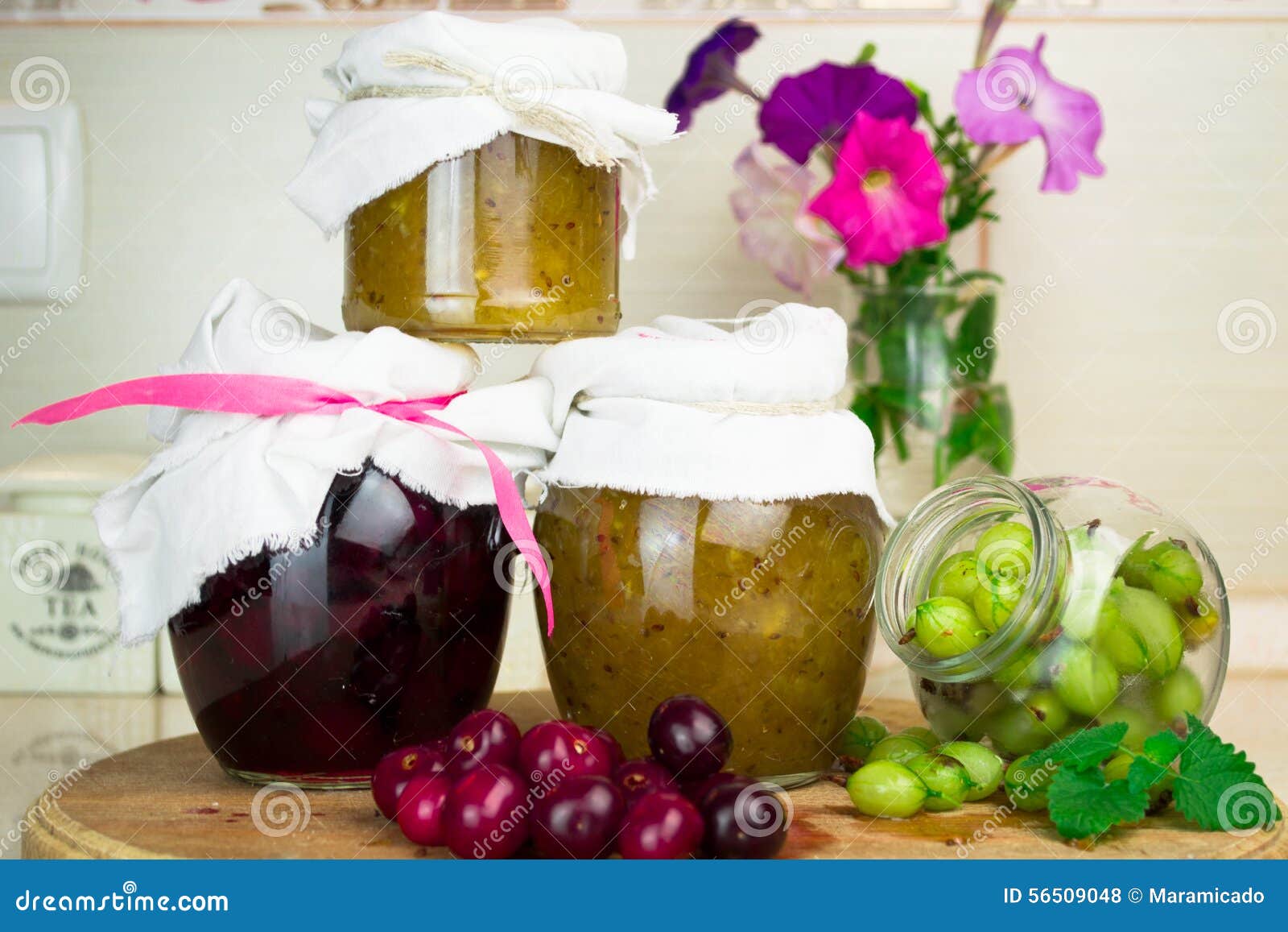 Portion of Fresh Homemade Gooseberry and Cherry Jam Stock Photo - Image ...