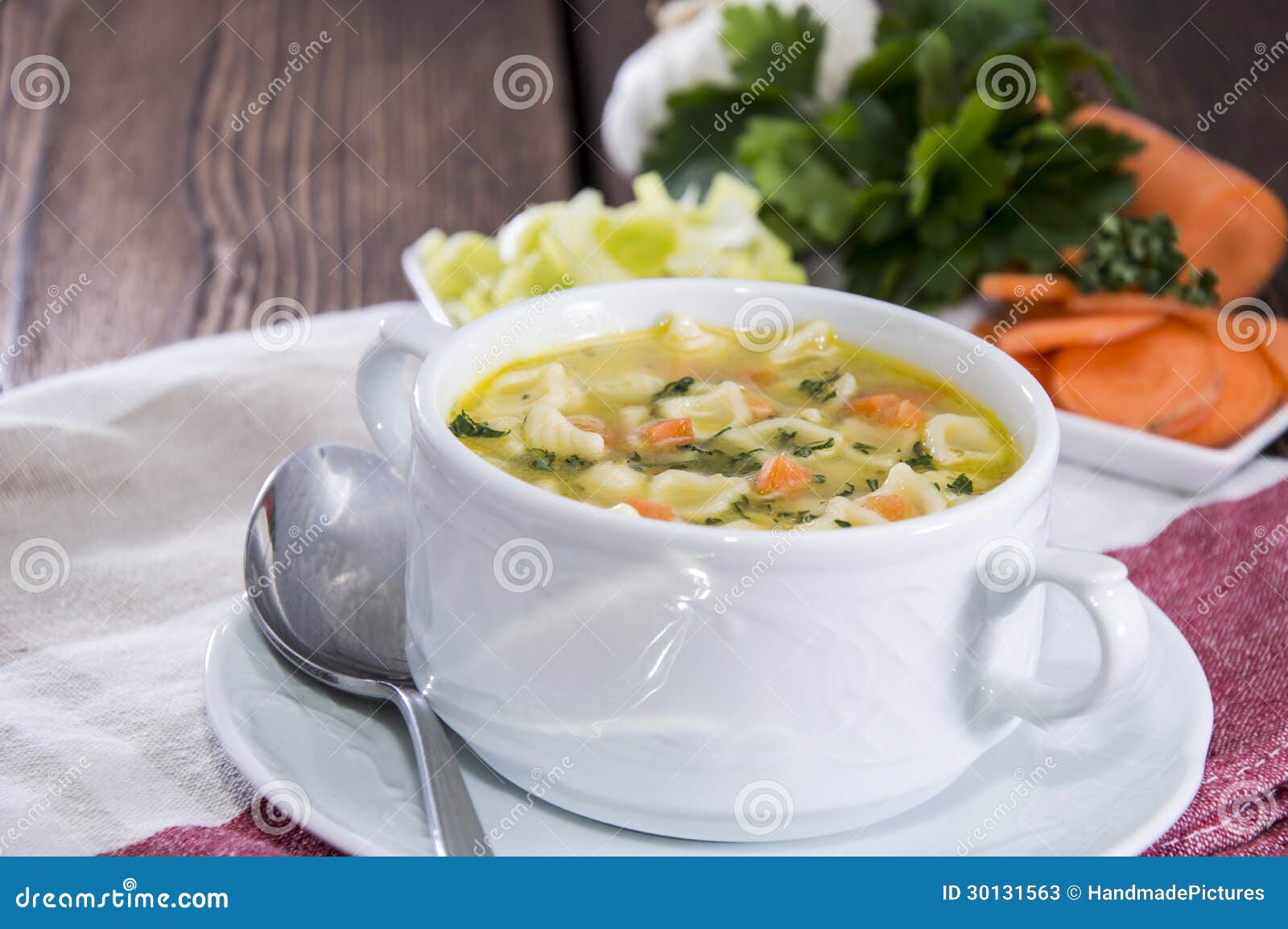 Portion of fresh made Soup stock image. Image of delicious - 30131563