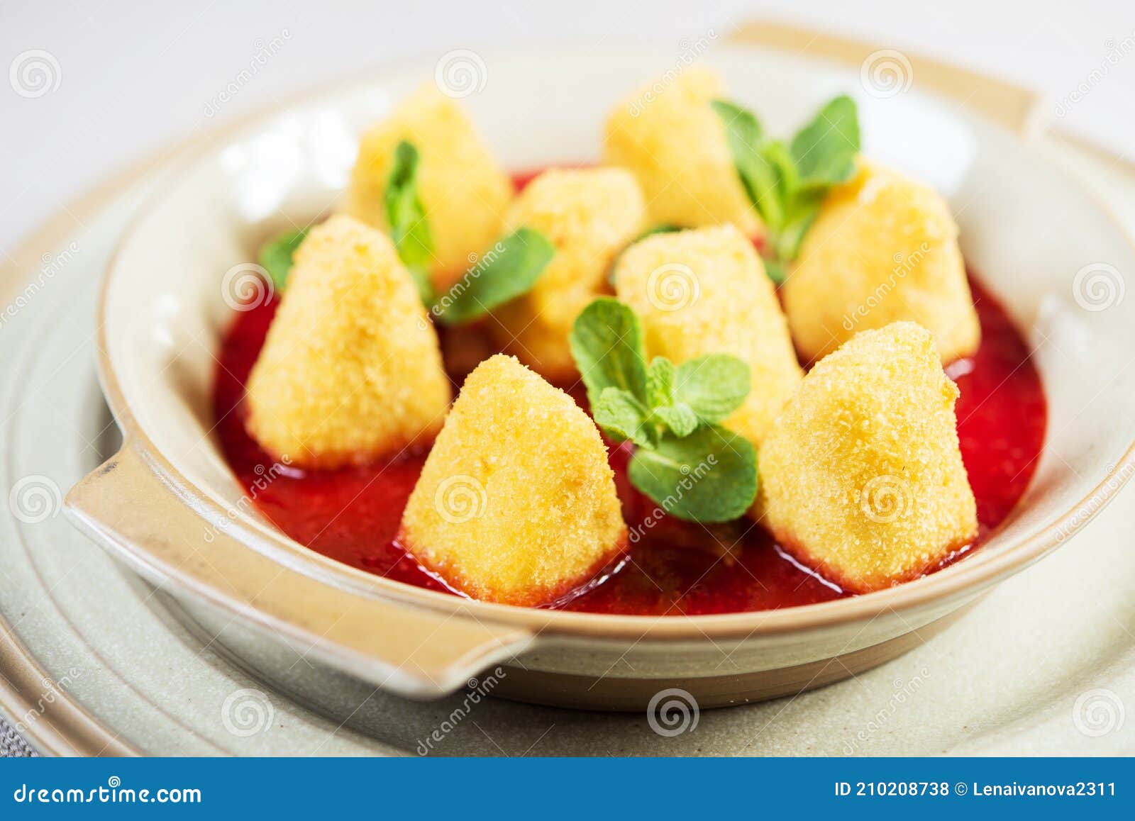 Fresh Made Fried Camembert Cheese Served with Berry Jam Stock Photo ...