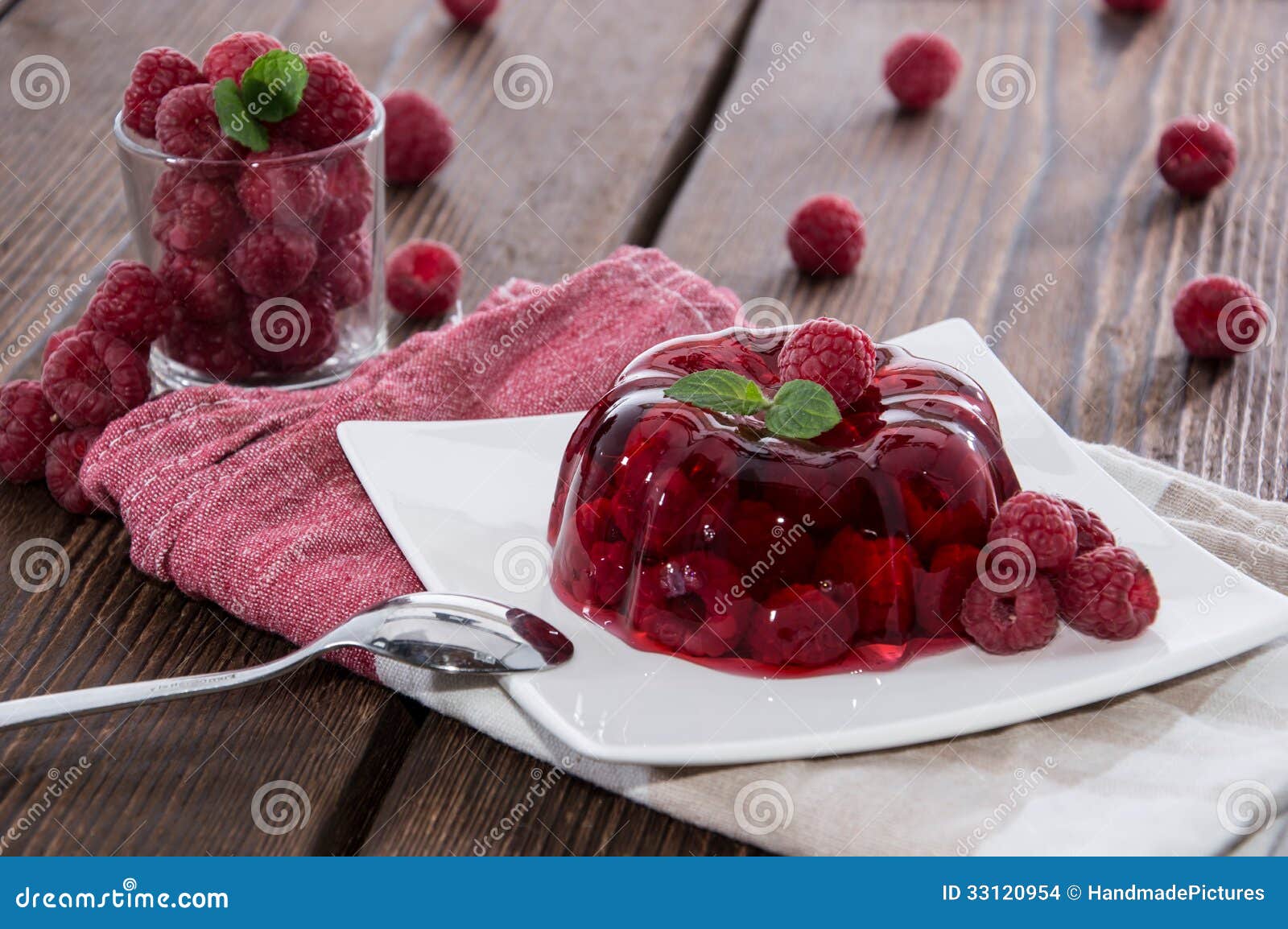 Portion of Fresh Raspberry Jello Stock Photo - Image of gelatin, snack ...