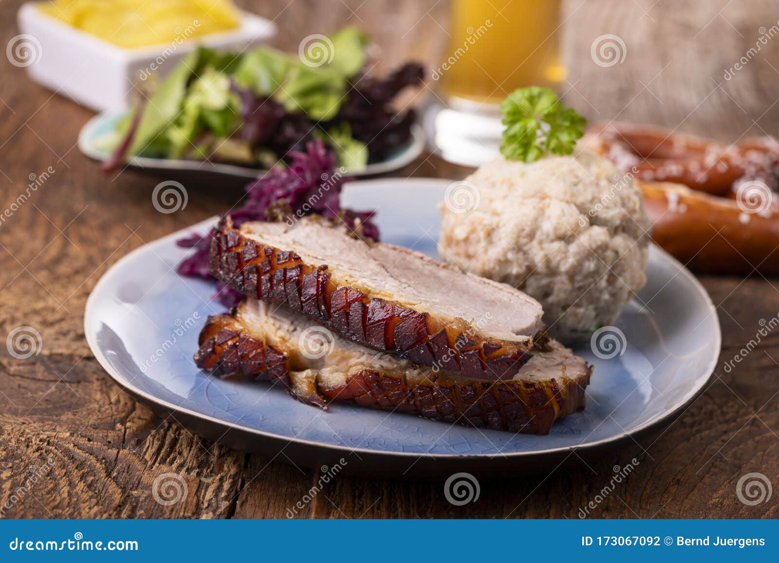 Portion of Fresh Roasted Pork Stock Photo - Image of schweinebraten ...