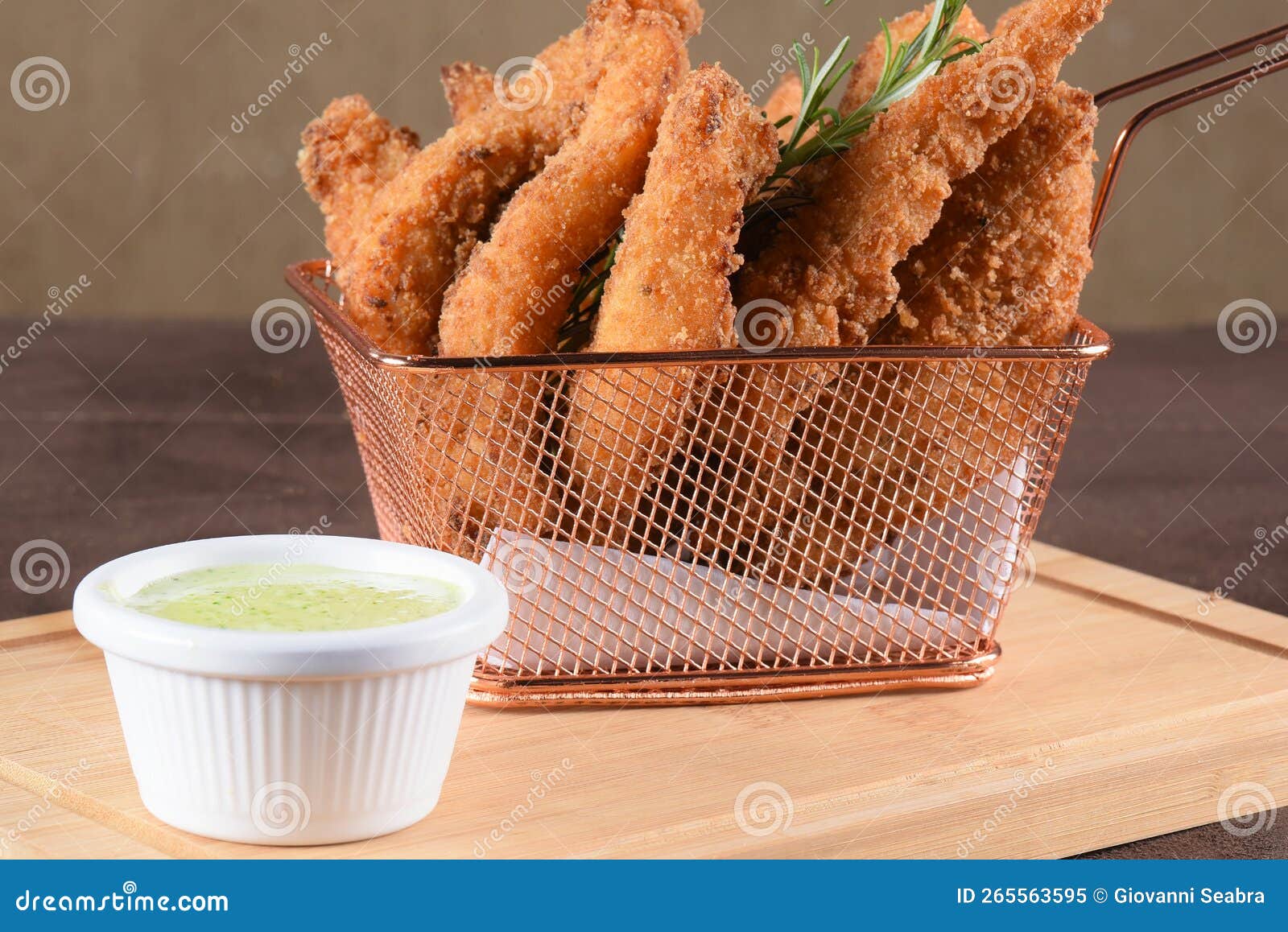 Portion of Fried Fish, Fried Chicken Strips Inside Metal Basket Tasty ...