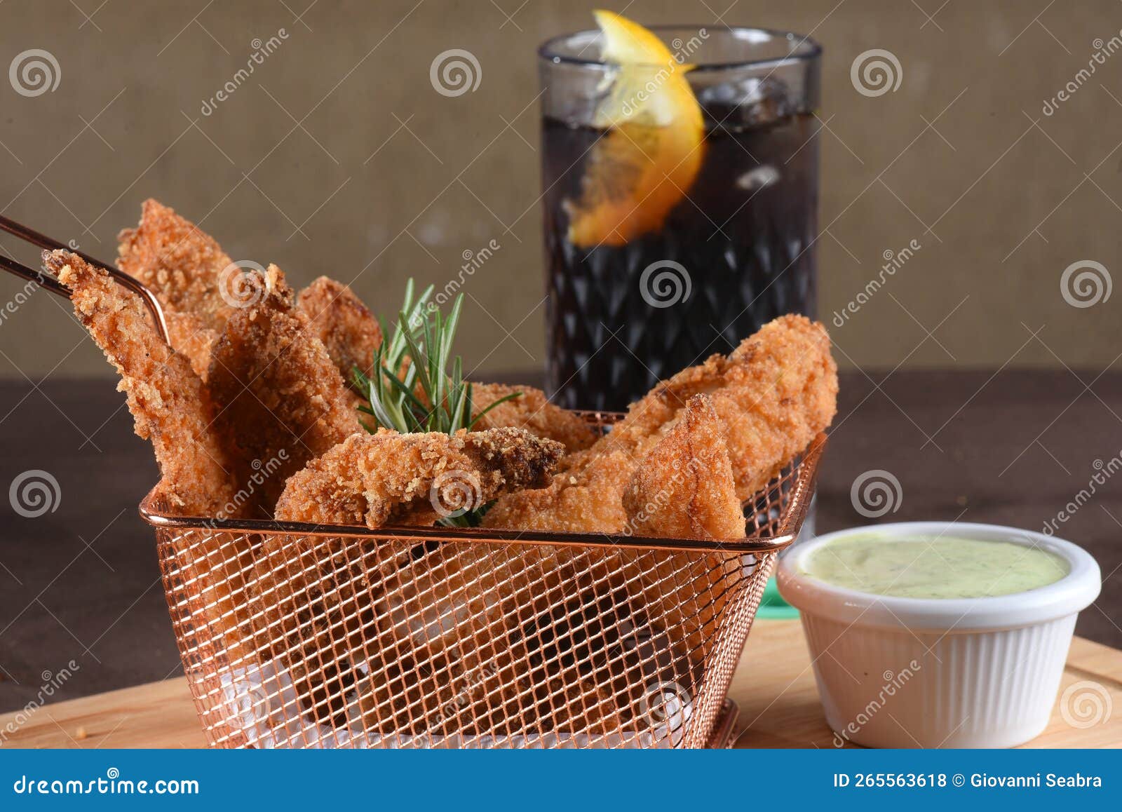 Portion of Fried Fish, Fried Chicken Strips Inside Metal Basket Tasty ...
