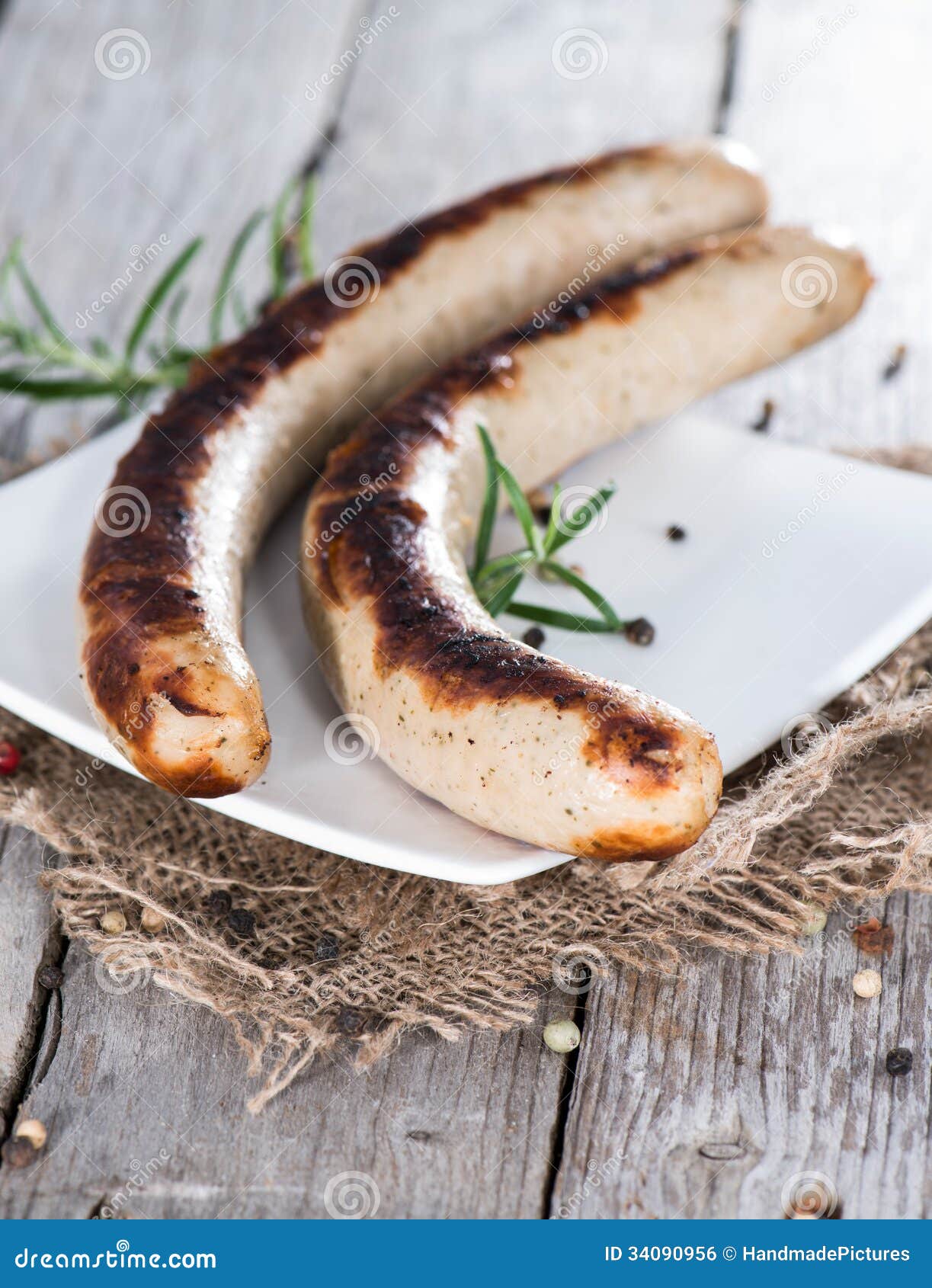 Portion of German Bratwurst Stock Photo - Image of closeup, german ...