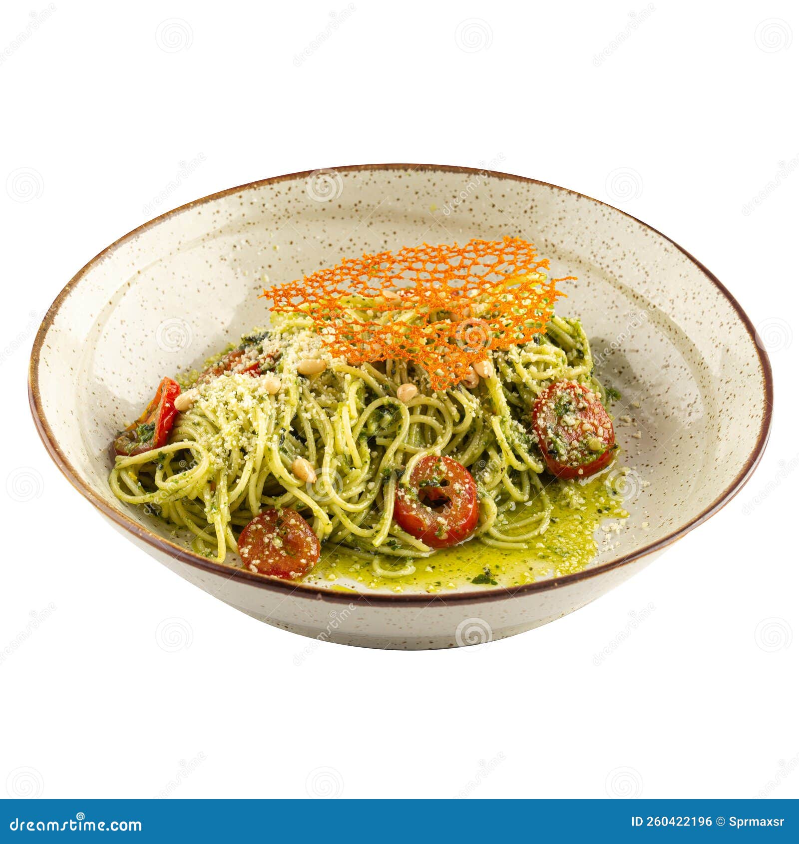Portion of Gourmet Pesto Spaghetti Pasta Stock Photo - Image of gourmet ...