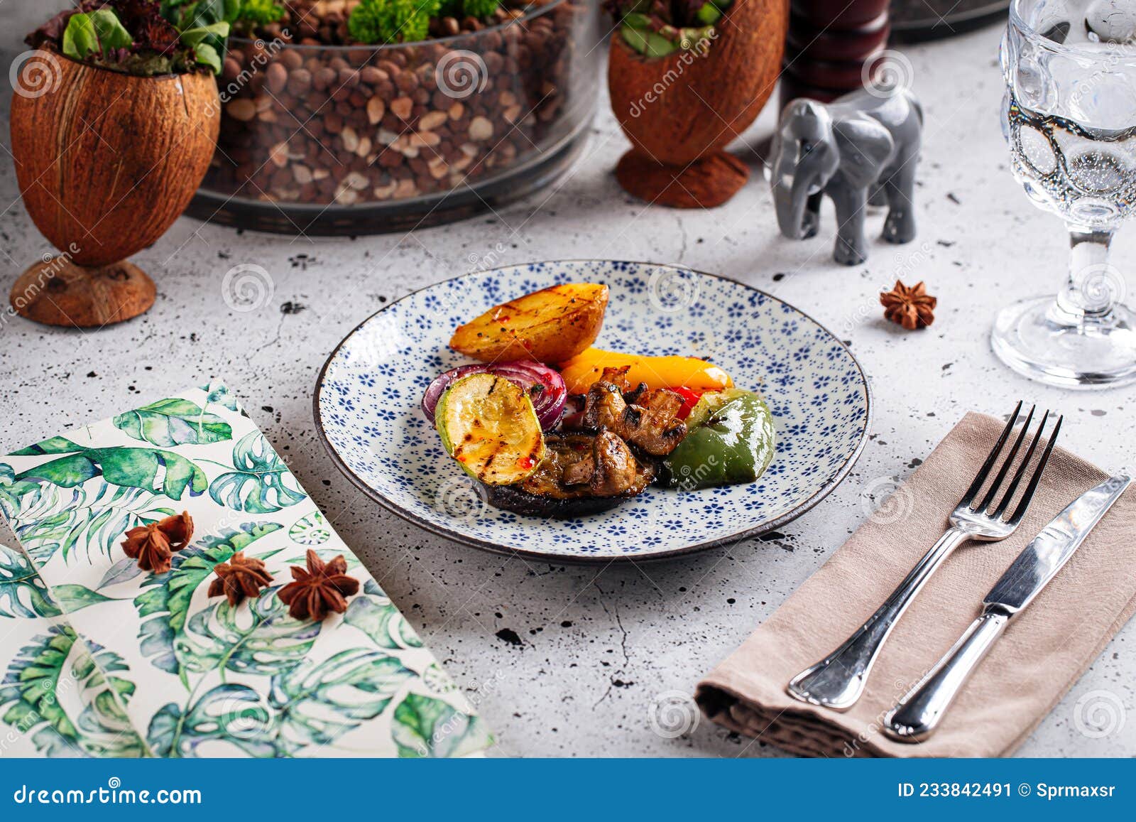 Portion of Grilled Vegetables Garnish Stock Image - Image of savory ...