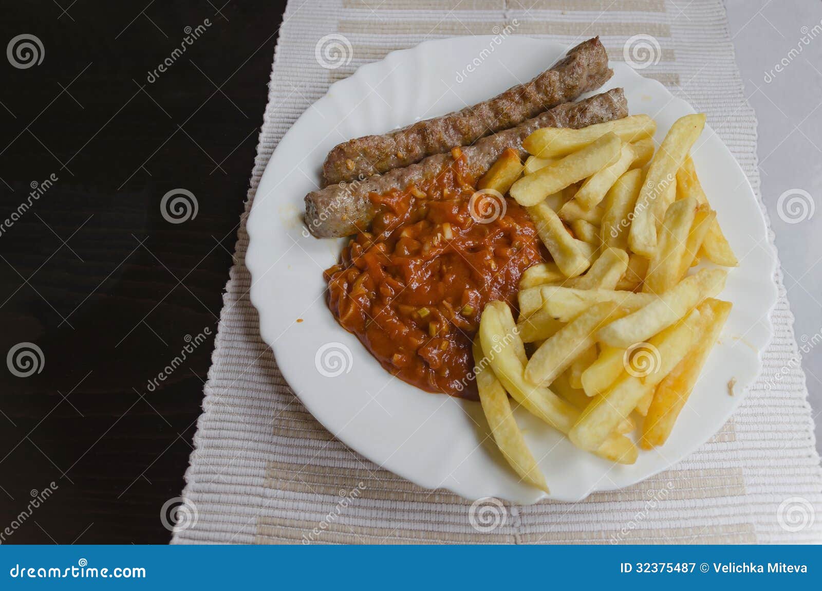 Portion of Kebapche and Garniture Stock Image - Image of food, appetite ...