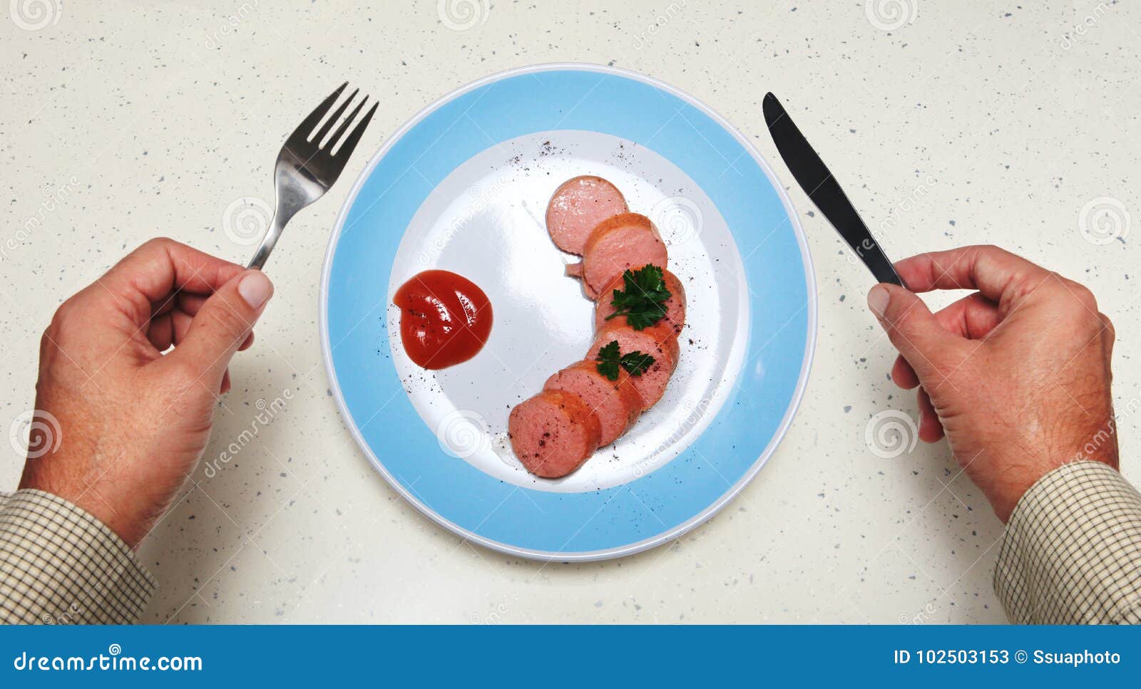 Portion of Meat Dish on Plate Stock Image - Image of hold, gourmet ...