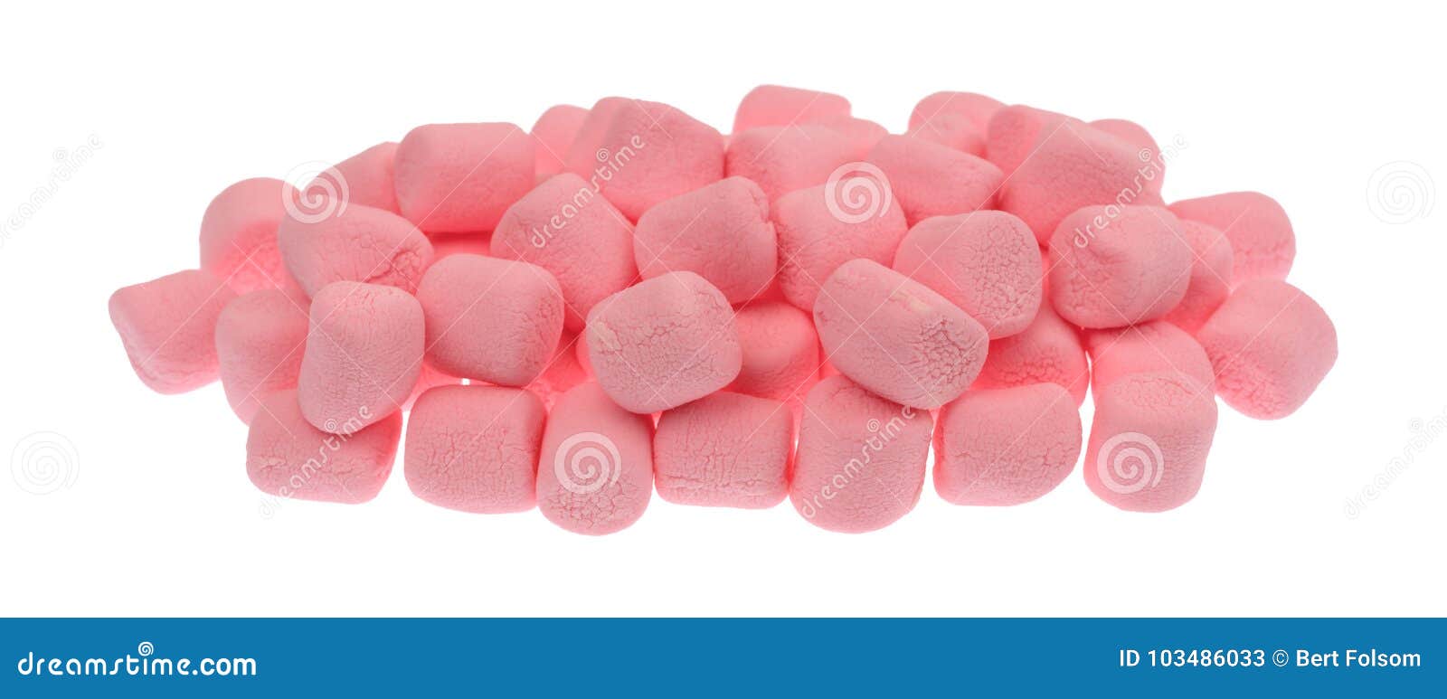 Pink Miniature Marshmallows on a White Background Stock Image - Image ...