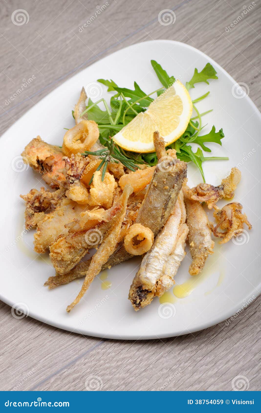 A Portion of Mixed Fried Fish Stock Image - Image of shrimp, frittura ...