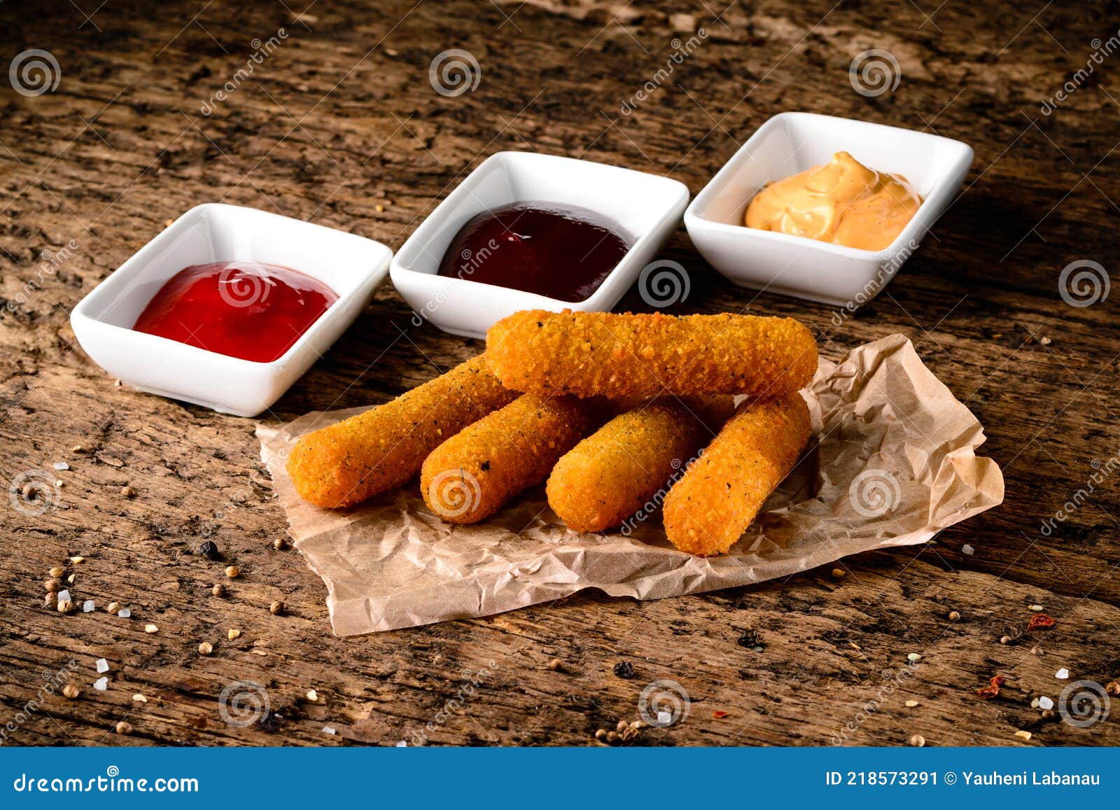 Portion of Mozzarella Sticks on an Old Wooden Table Stock Image - Image ...