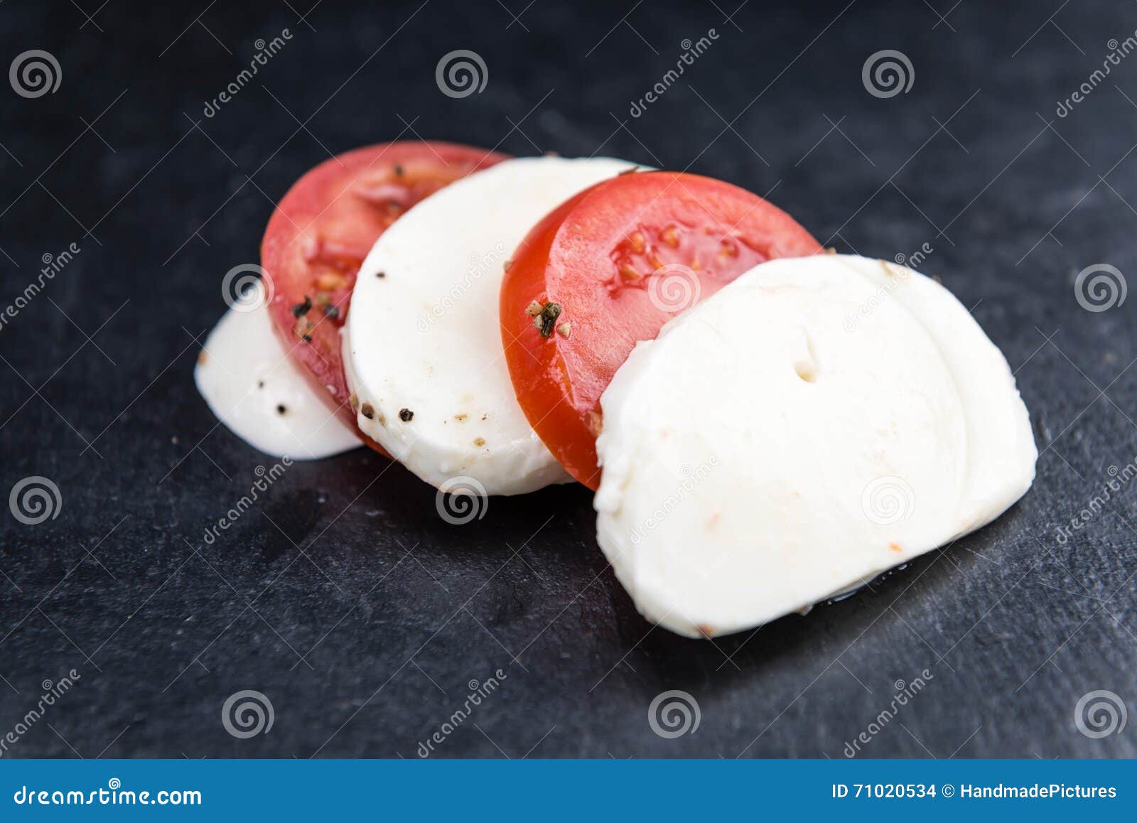 Portion of Mozzarella with Tomatoes Stock Photo - Image of cuisine ...